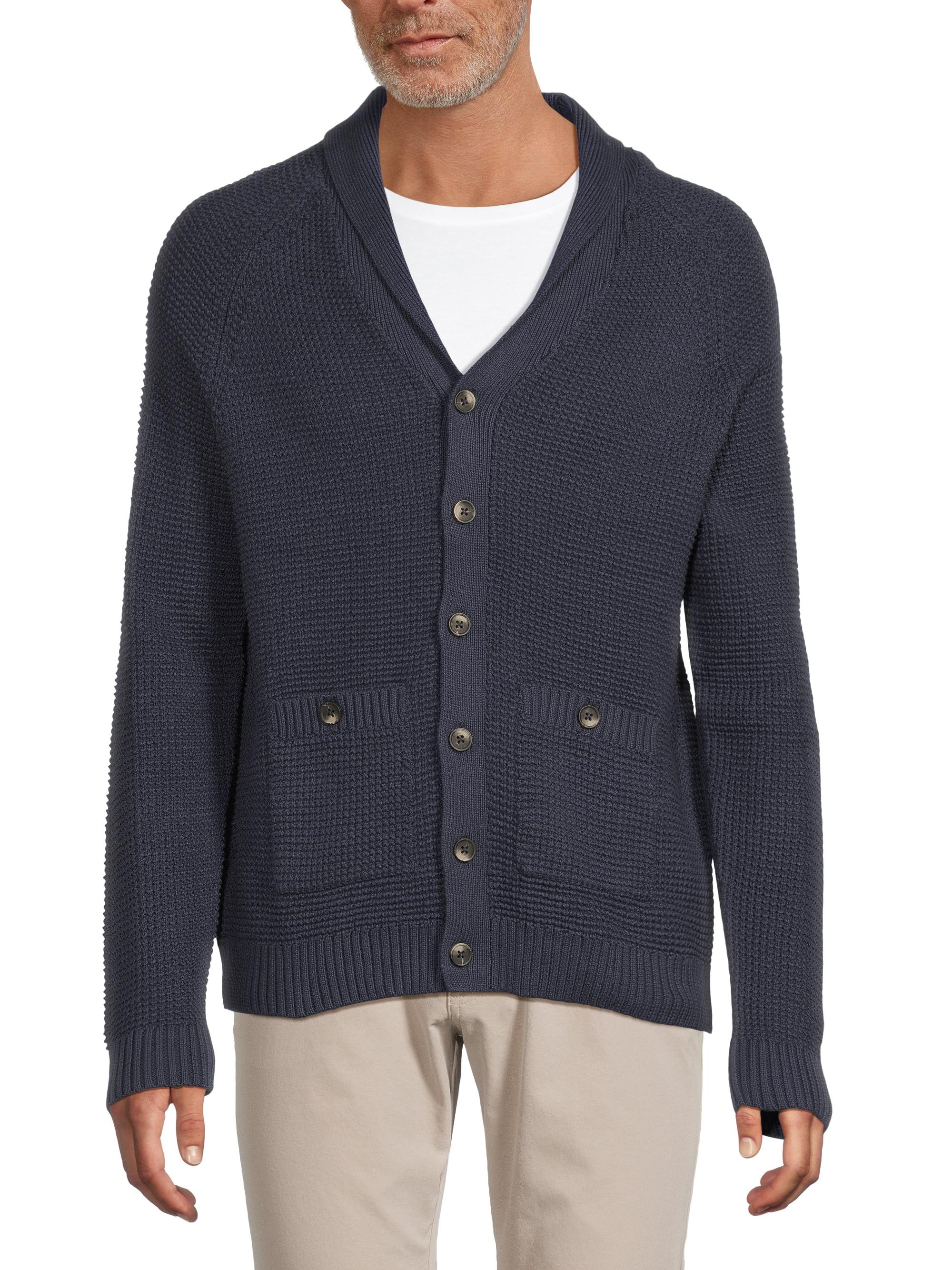 Click here for Saks Fifth Avenue Mens Waffle-Knit Cardigan - Deep... prices