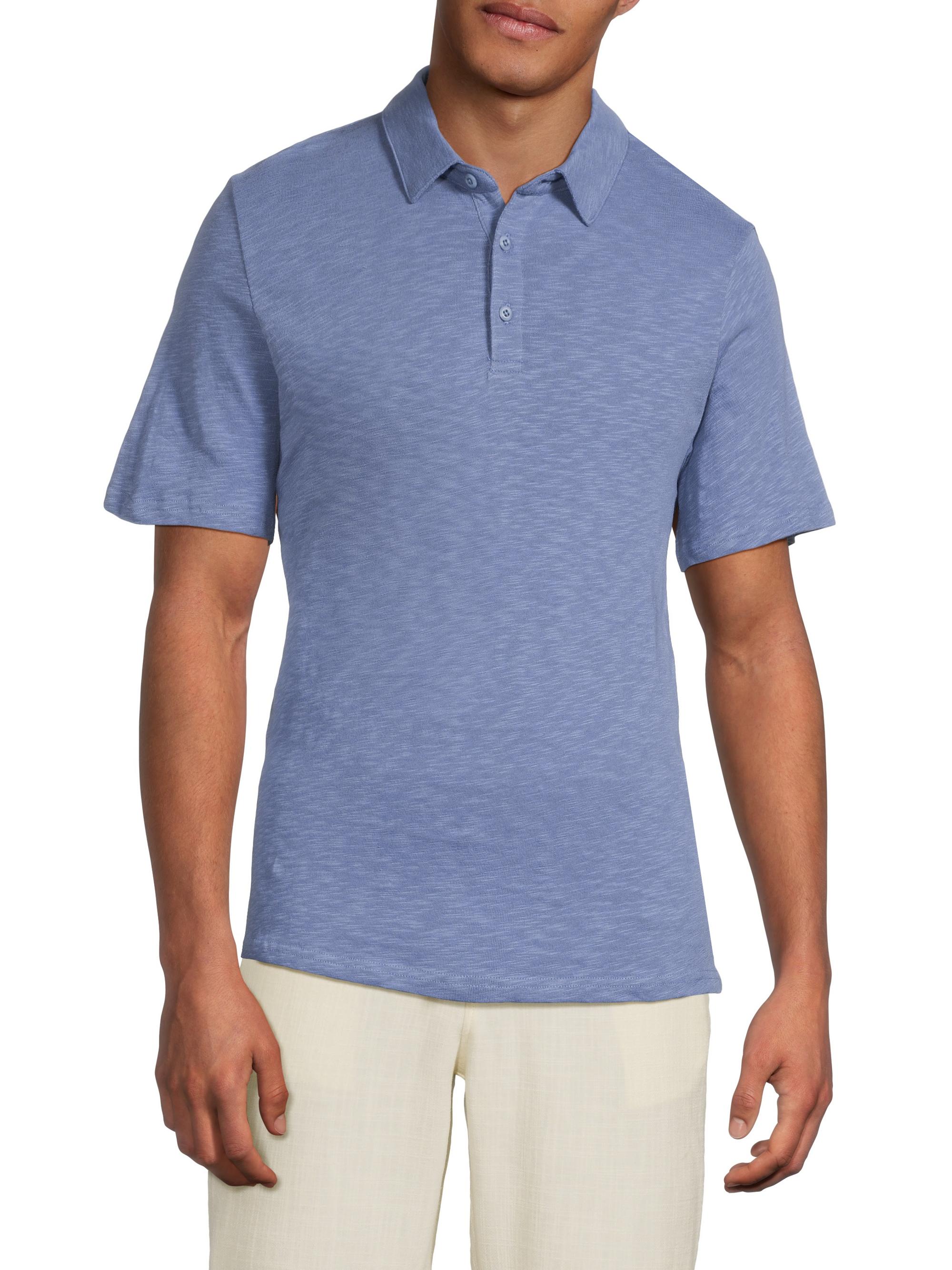 Click here for Onia Mens Slub Textured Cotton Polo Shirt - Indigo... prices