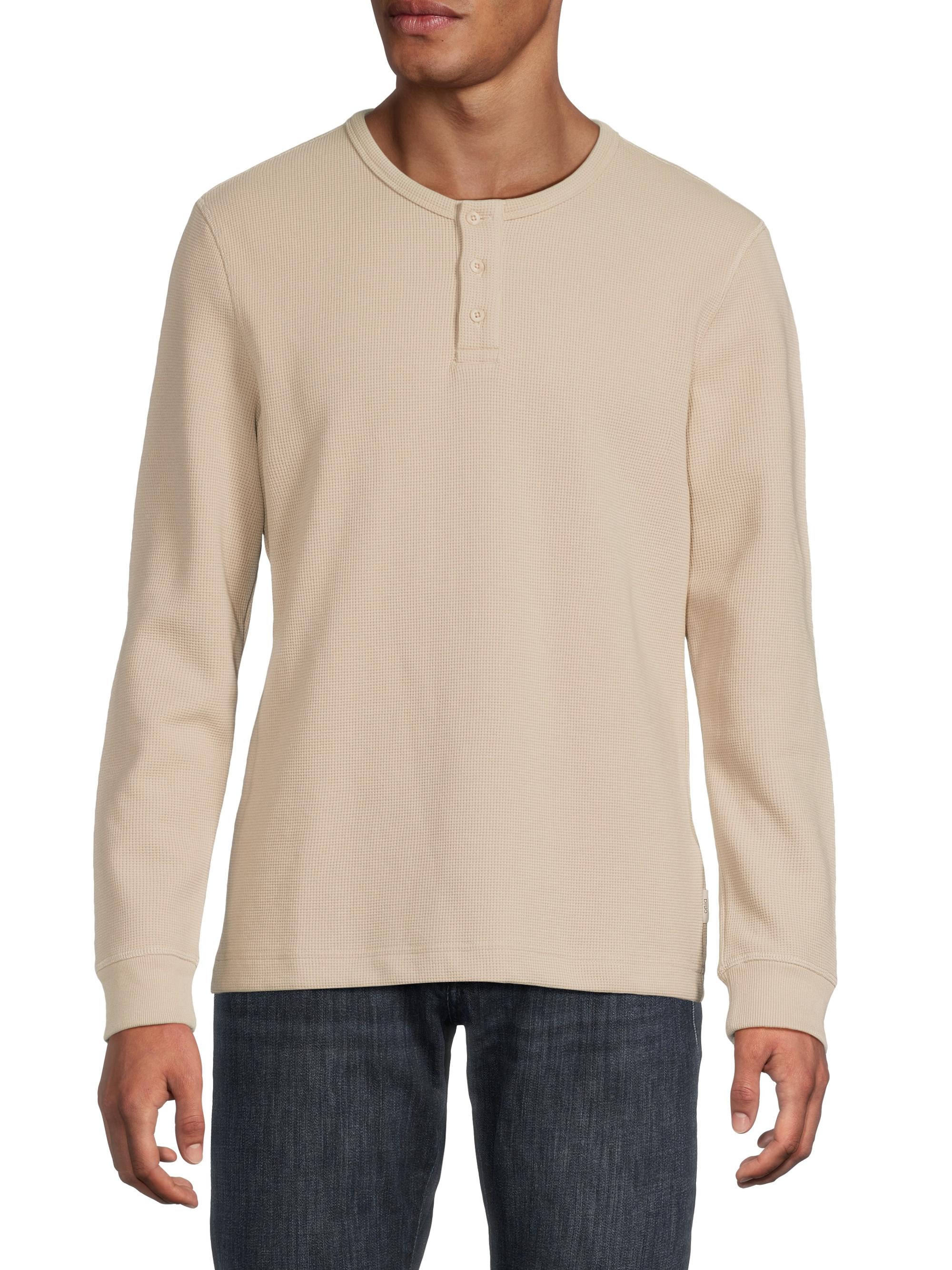 Click here for Onia Mens Waffle Henley Shirt - Sand - Size S prices