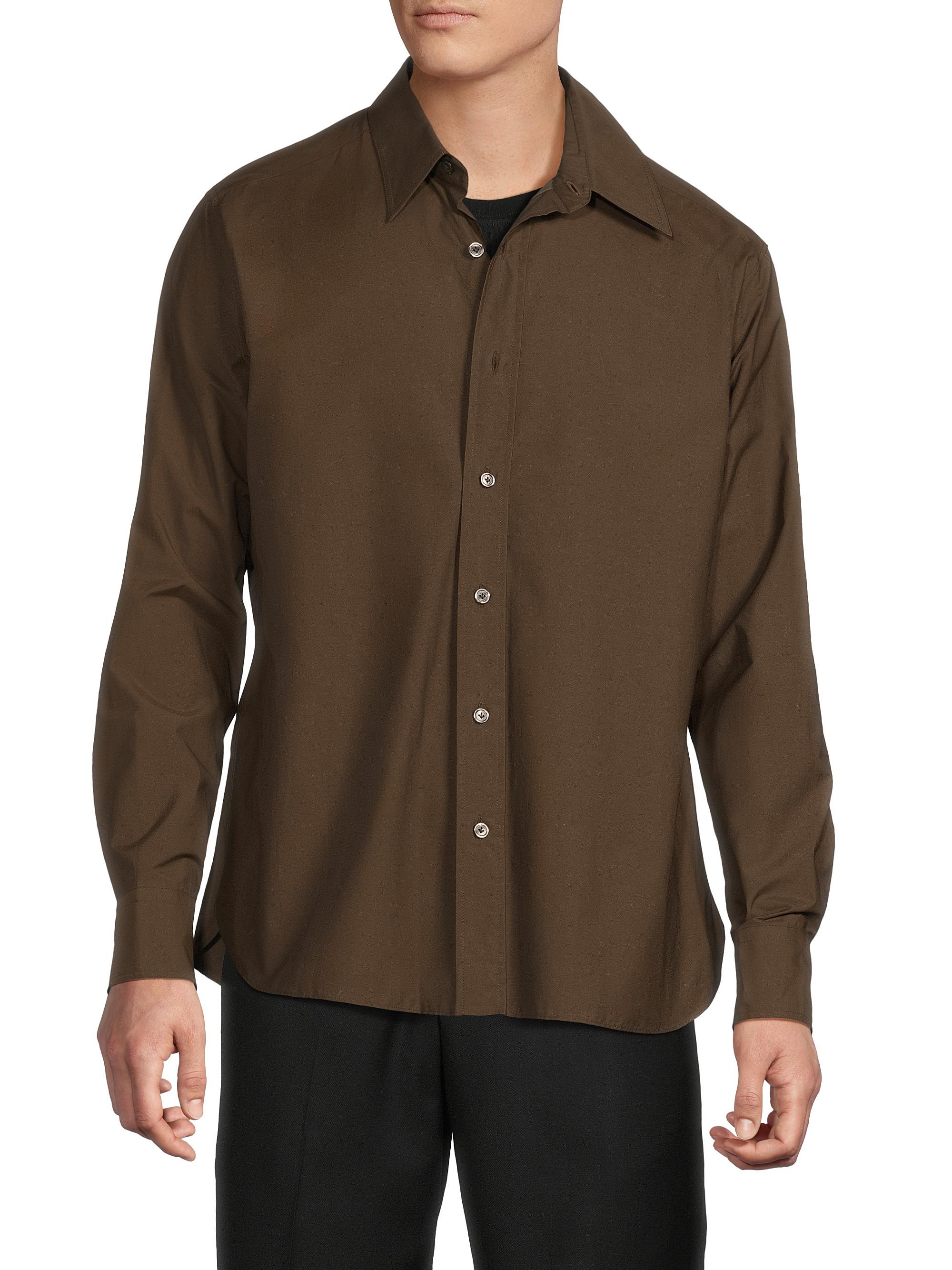 Click here for Tods Mens Solid Cotton-Blend Shirt - Chestnut - Si... prices