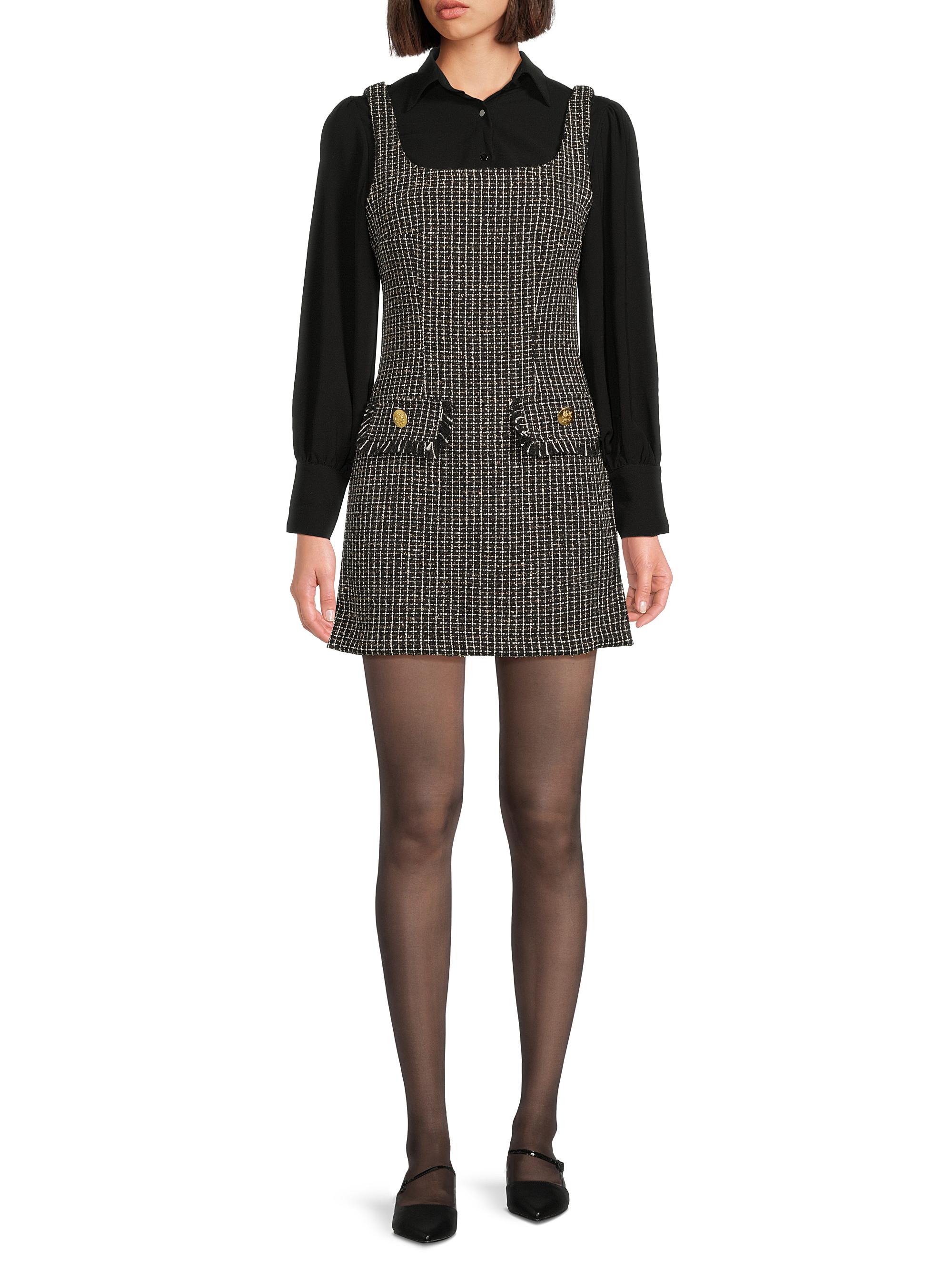 Click here for Lea & Viola Womens Tweed Mini Jumper Dress - Brown... prices