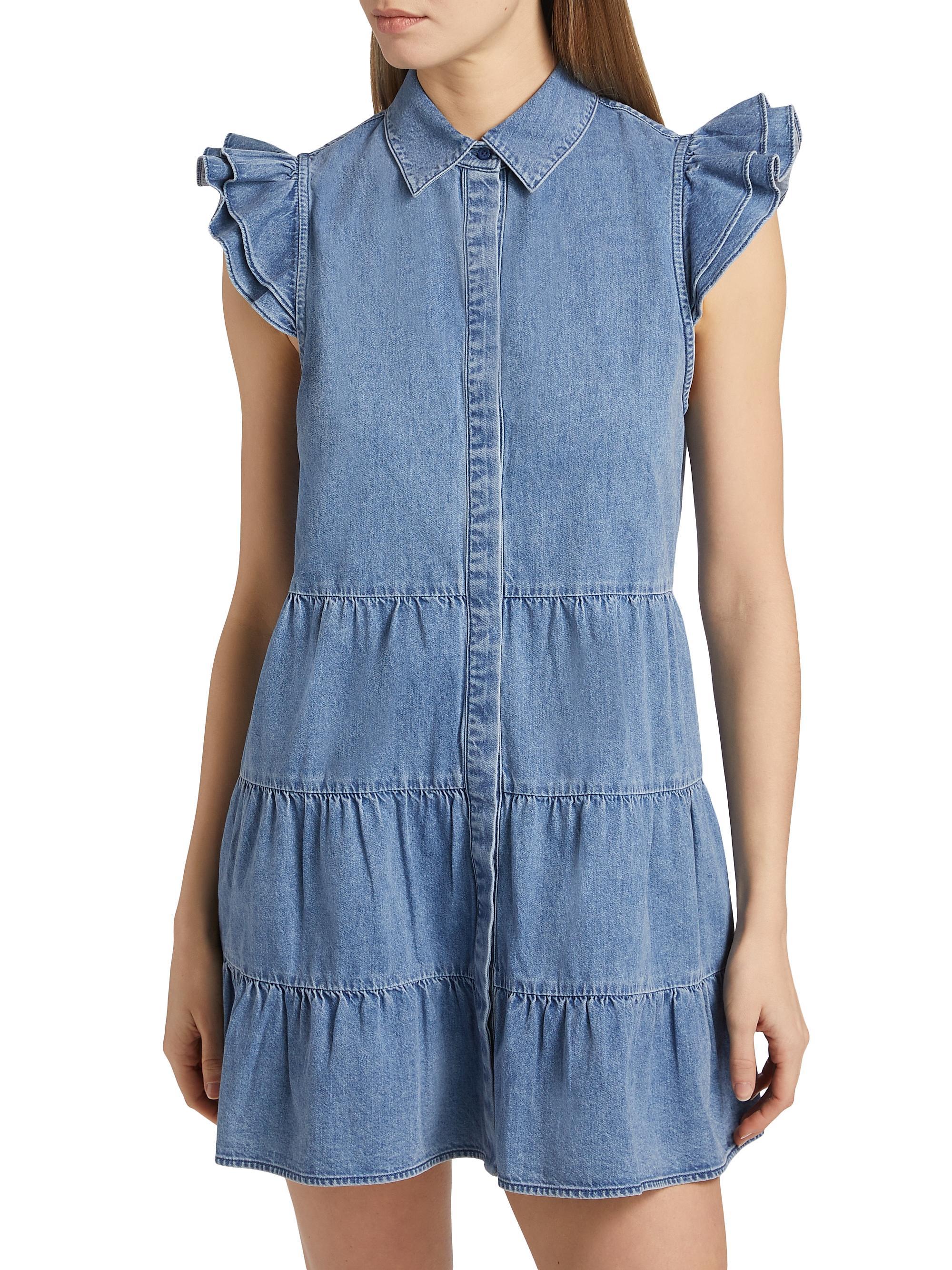 Click here for Alice + Olivia Womens Jem Cotton Denim Tiered Mini... prices