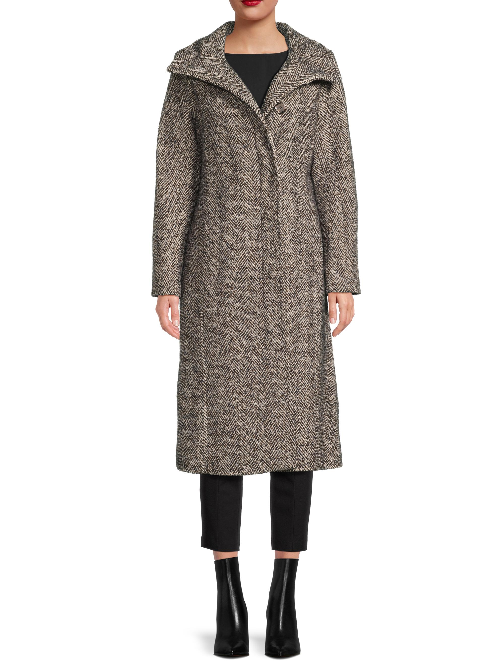 Click here for Kenneth Cole Womens Herringbone Tweed Coat - Size... prices