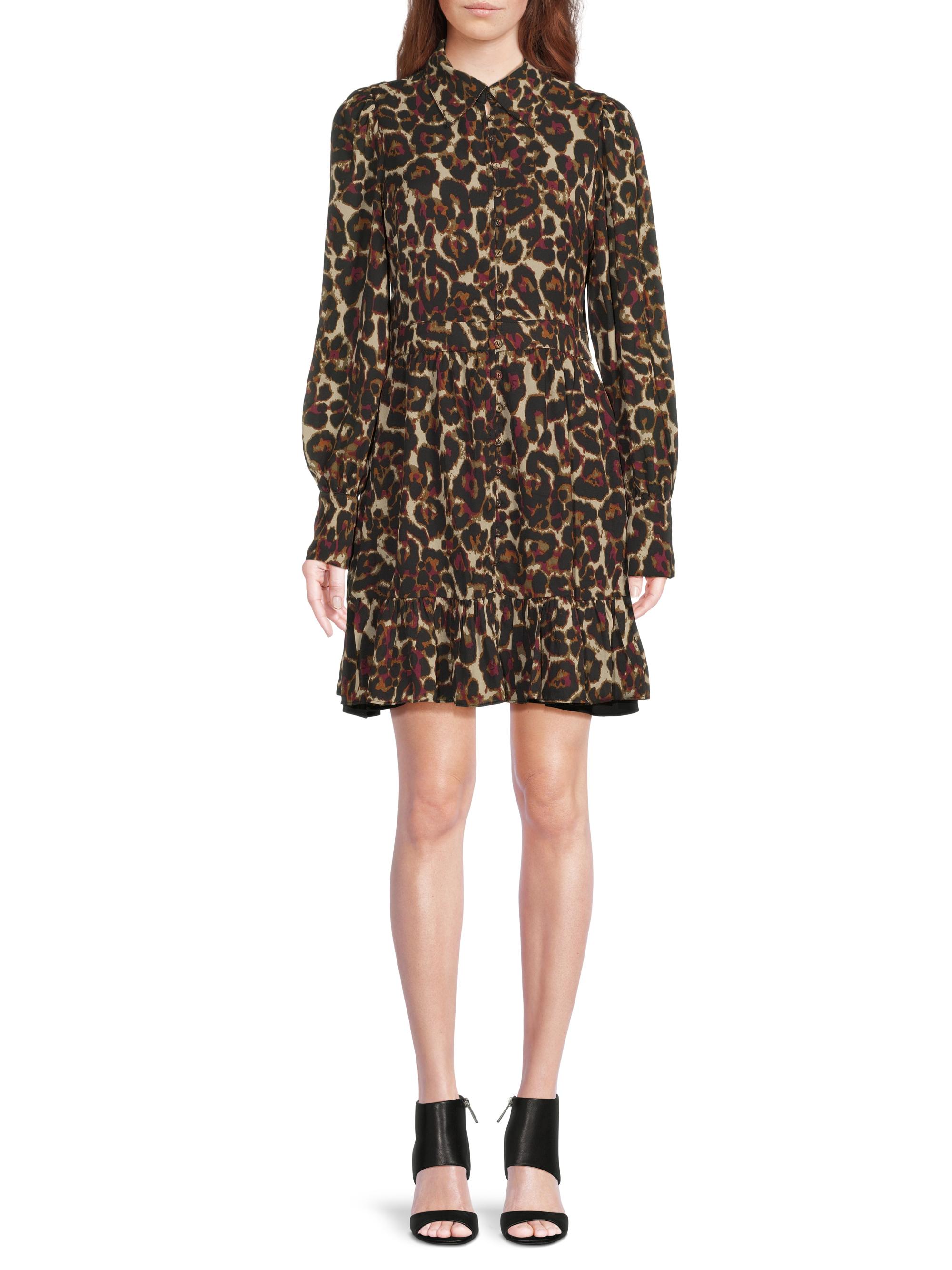 Click here for Walter Baker Womens Leopard-Print Tiered A-Line Mi... prices