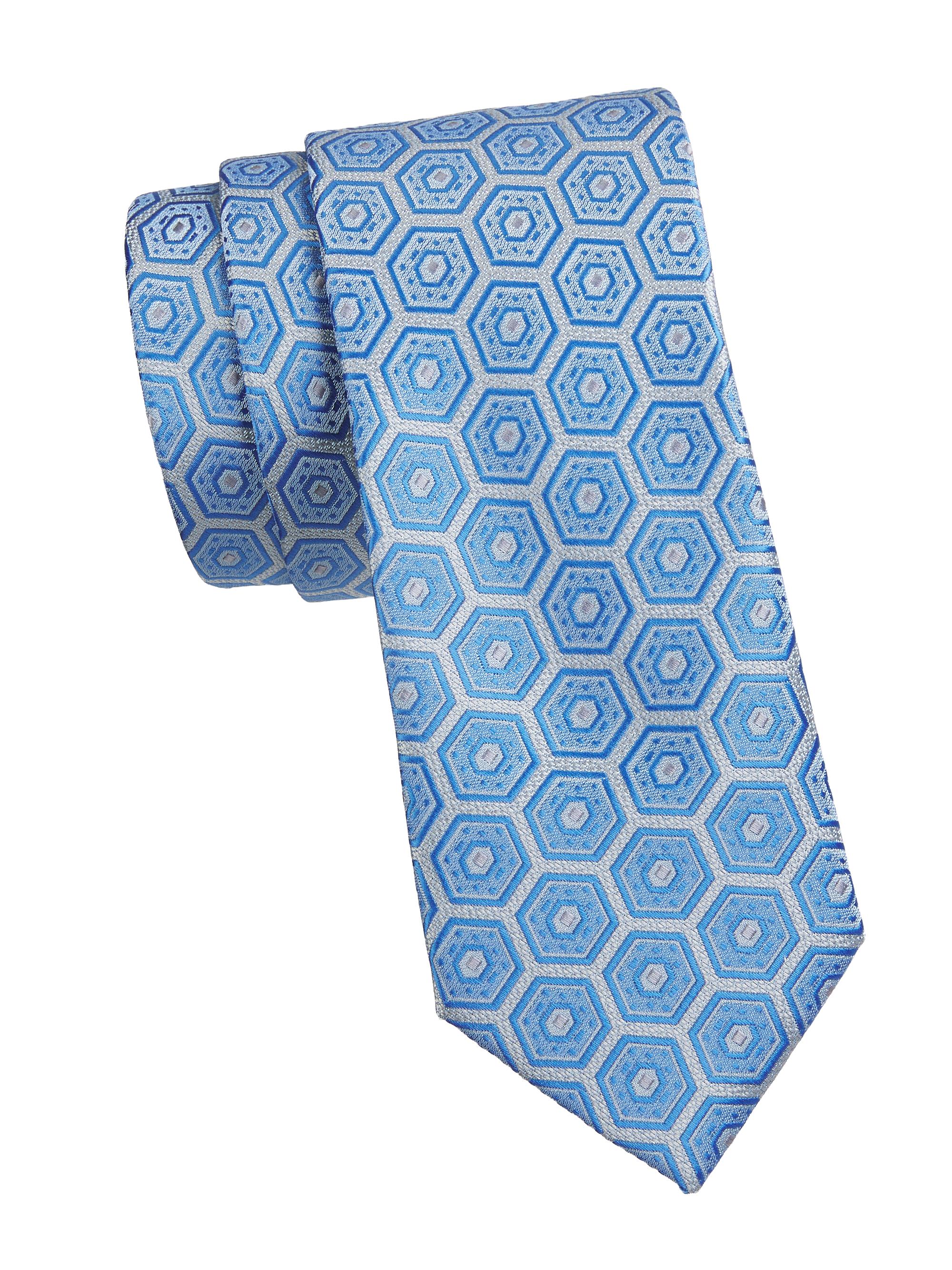 Click here for Hickey Freeman Mens Geometric Pattern Tie - Blue prices