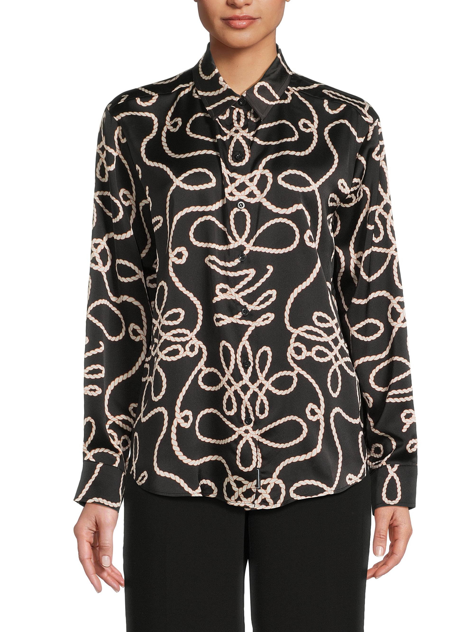 Click here for Karl Lagerfeld Paris Womens Printed Satin Shirt -... prices