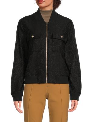 Karl Lagerfeld Paris Lace Scuba Bomber Jacket on SALE | Saks OFF 5TH