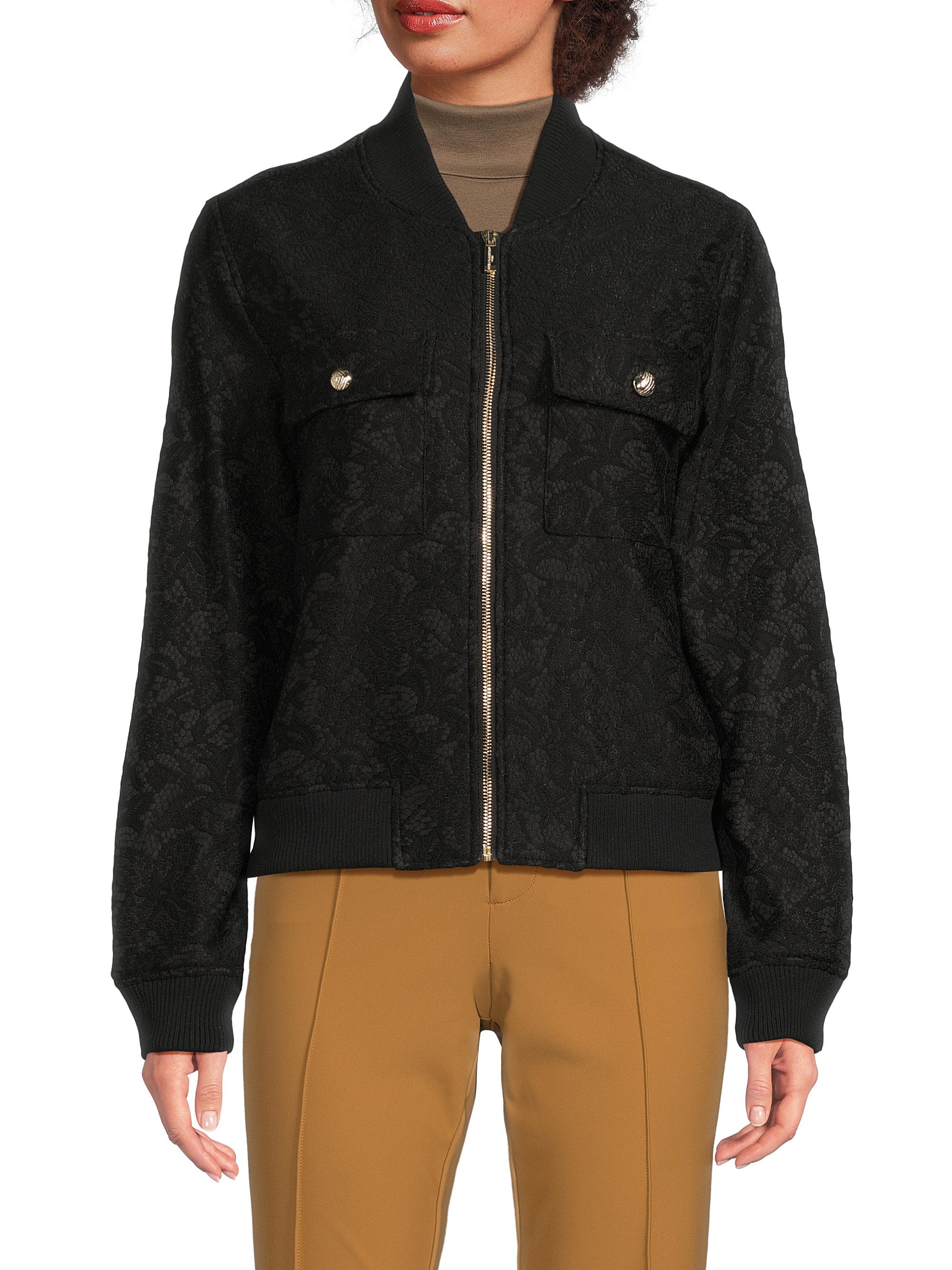 Click here for Karl Lagerfeld Paris Womens Lace Scuba Bomber Jack... prices