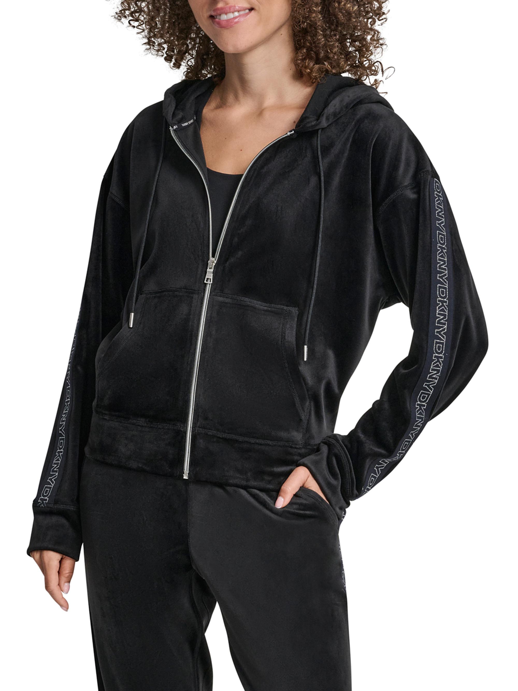 Click here for Dkny Womens Metallic Logo Elastic Full Zip Hoodie... prices
