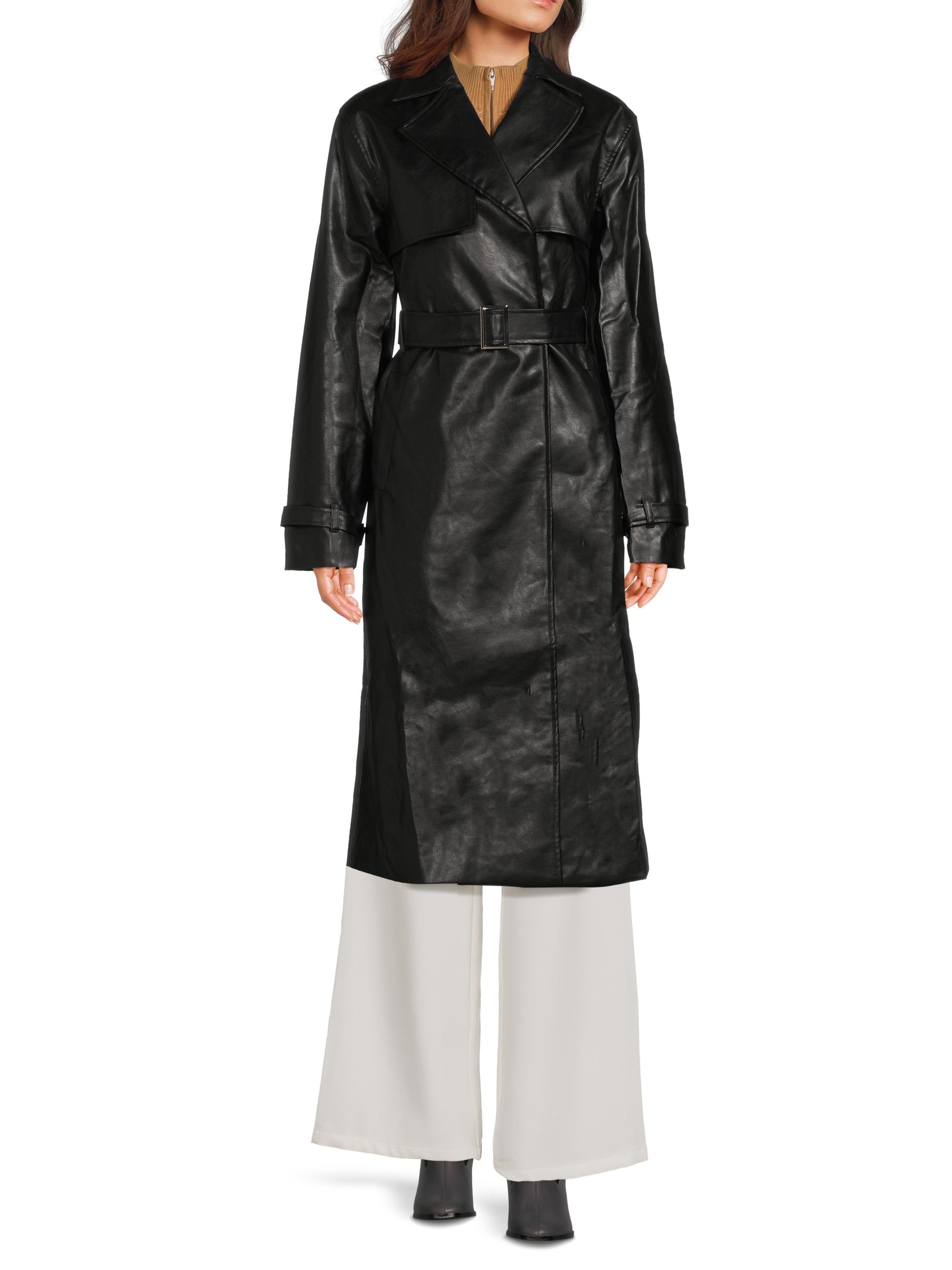 Click here for Area Stars Womens Riana Belted Faux-Leather Trench... prices