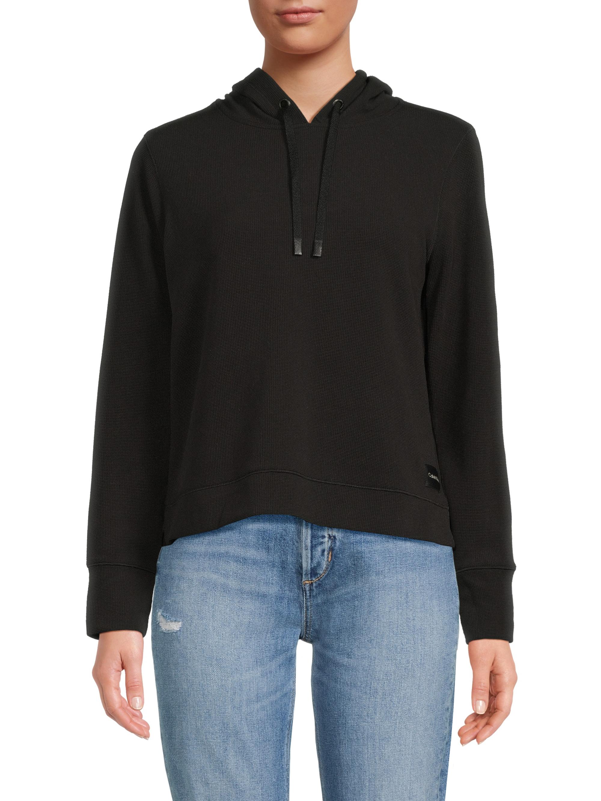 Click here for Calvin Klein Womens Solid Cropped Hoodie - Black -... prices