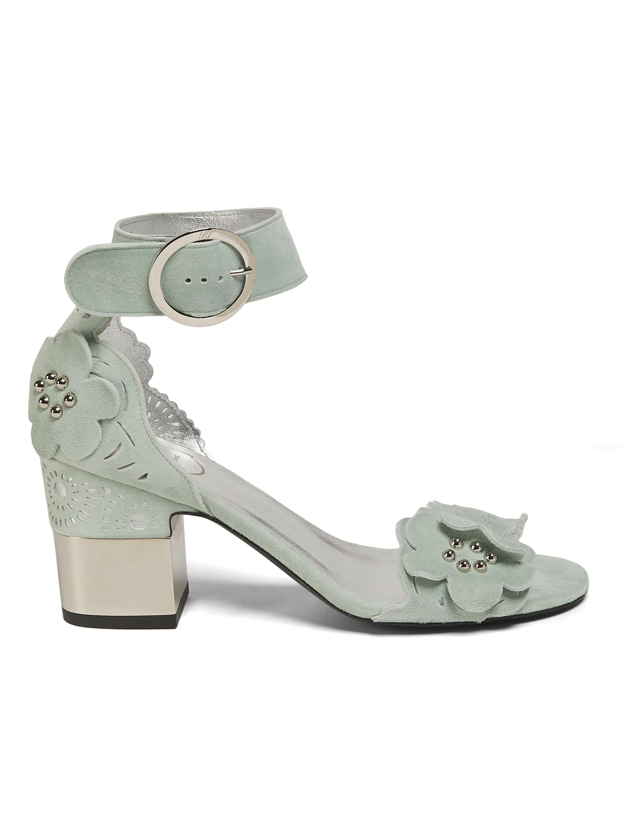 Click here for Roger Vivier Womens 75MM Floral-Appliqué Leather B... prices