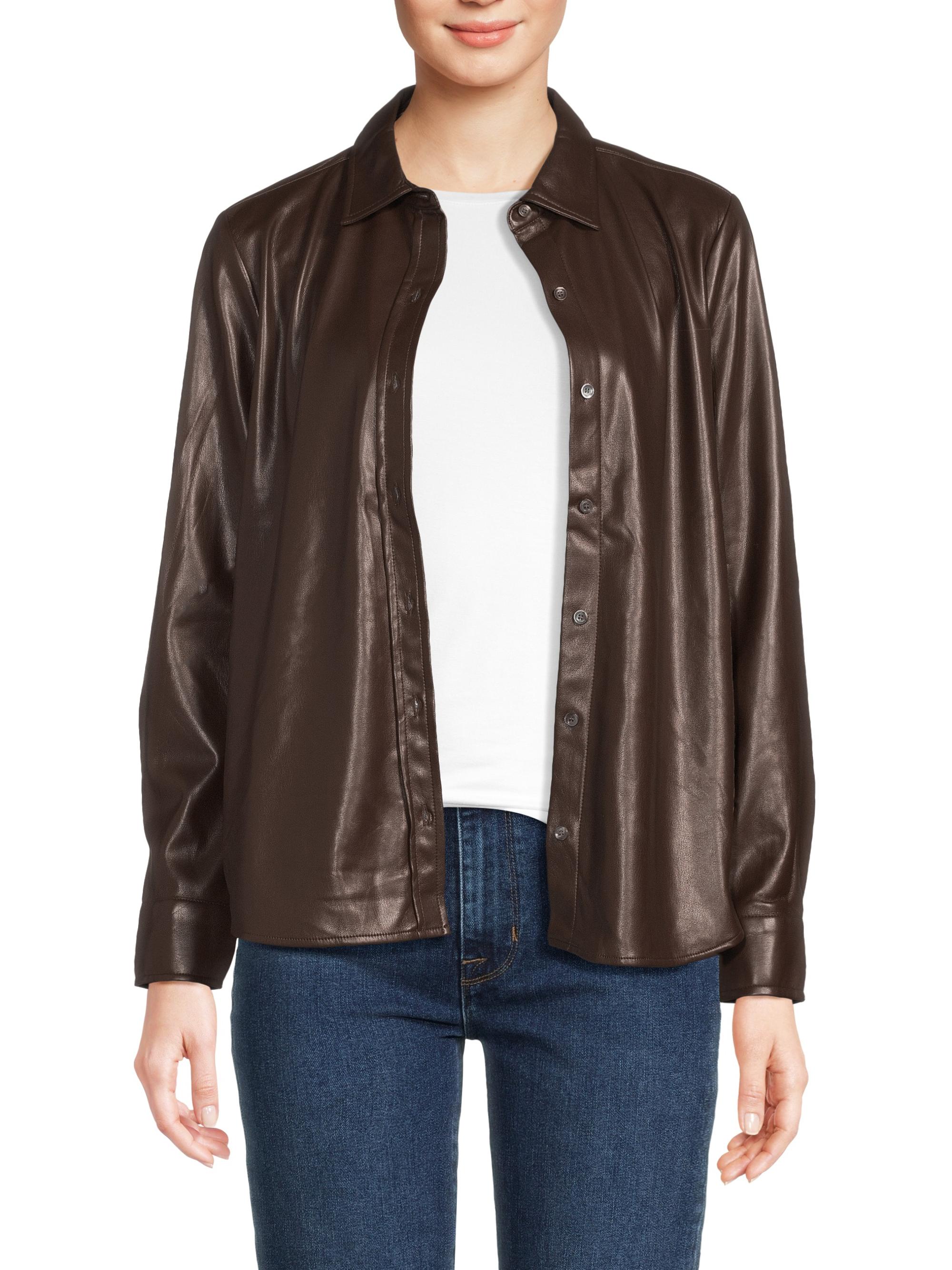 Click here for J. Mclaughlin Womens Denver Faux Leather Shirt - M... prices