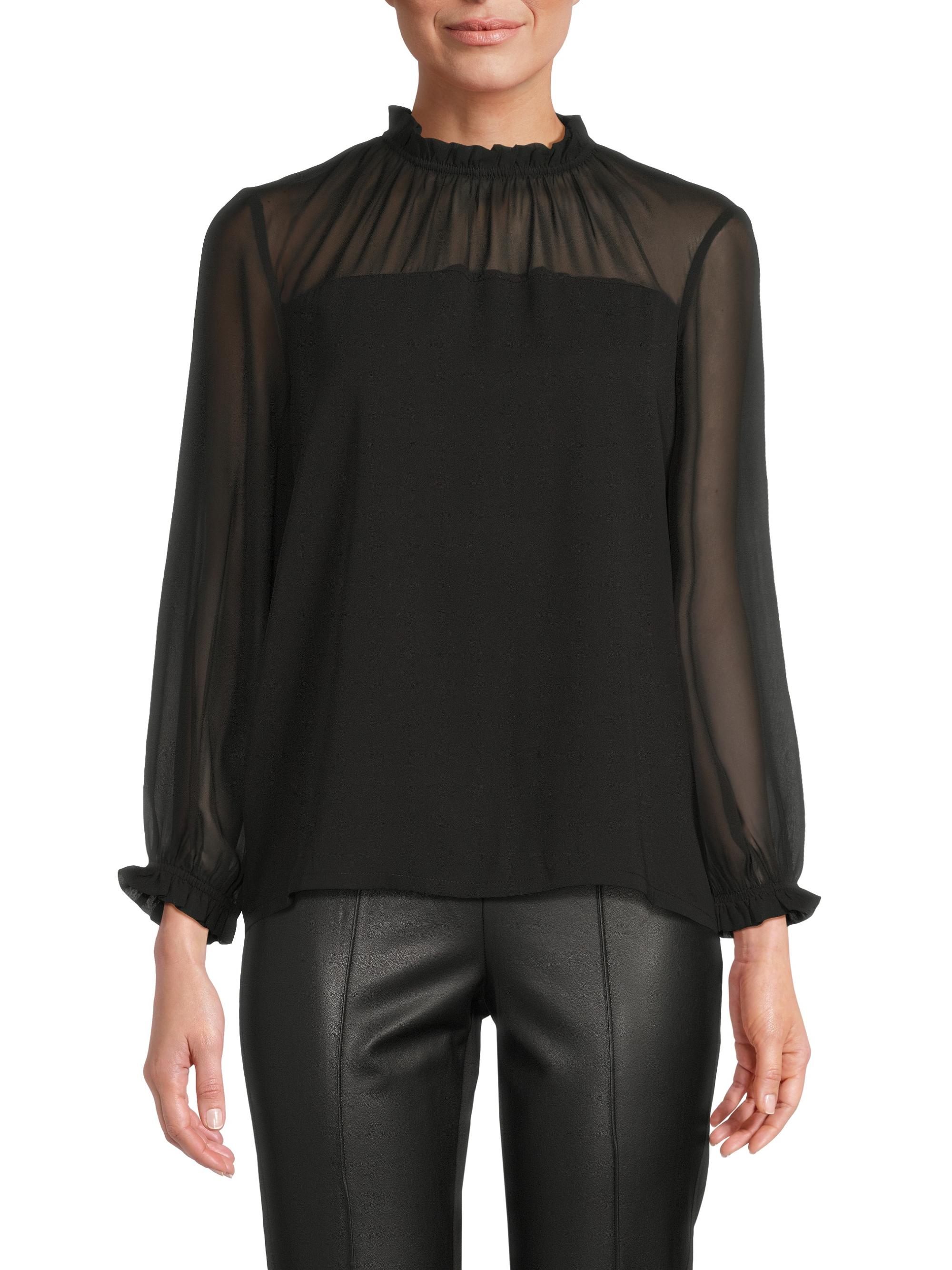 Click here for J. Mclaughlin Womens Clelia Semi-Sheer Blouse - Bl... prices