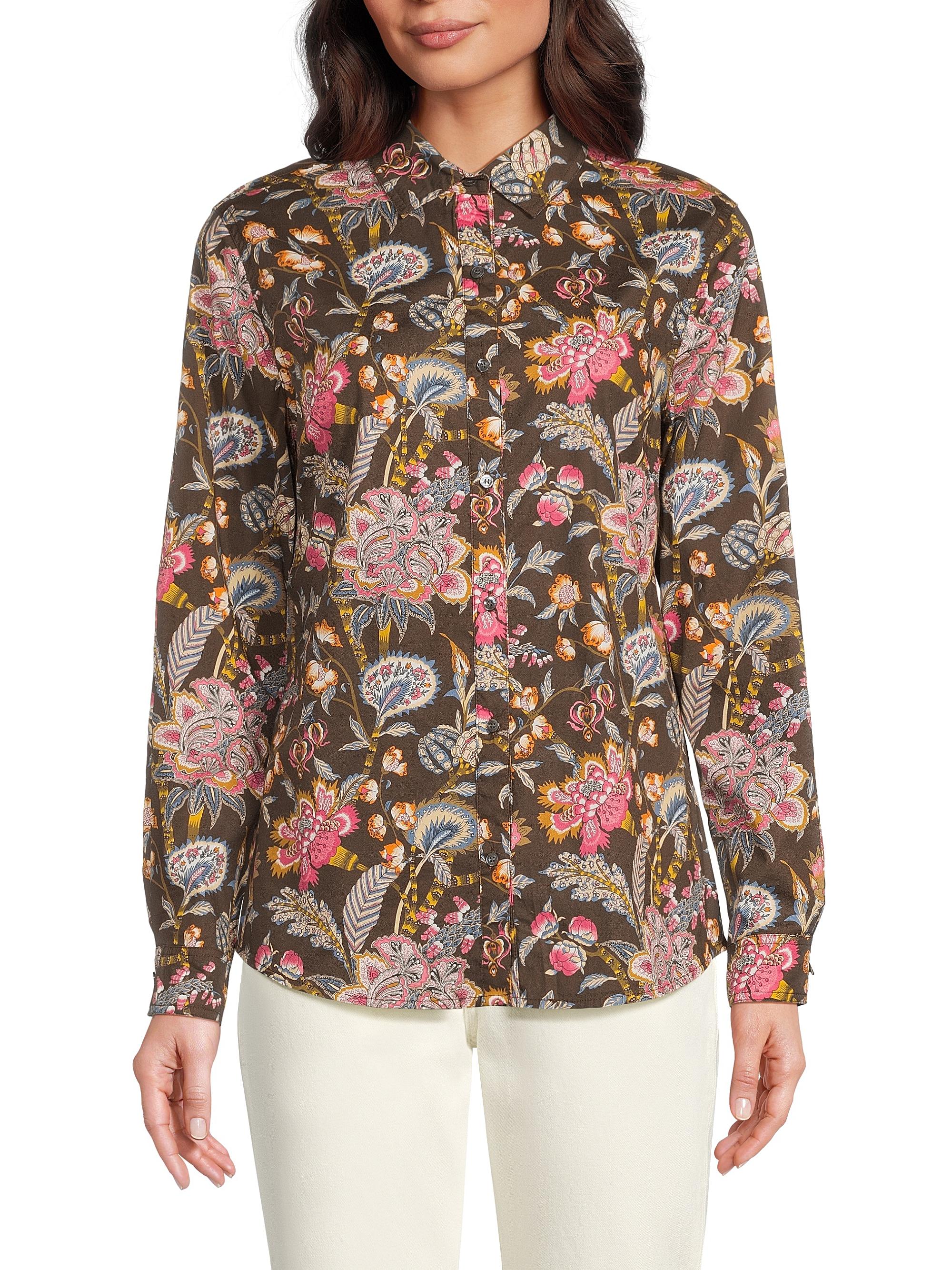 Click here for J. Mclaughlin Womens Lois Floral Stretch Cotton Sh... prices