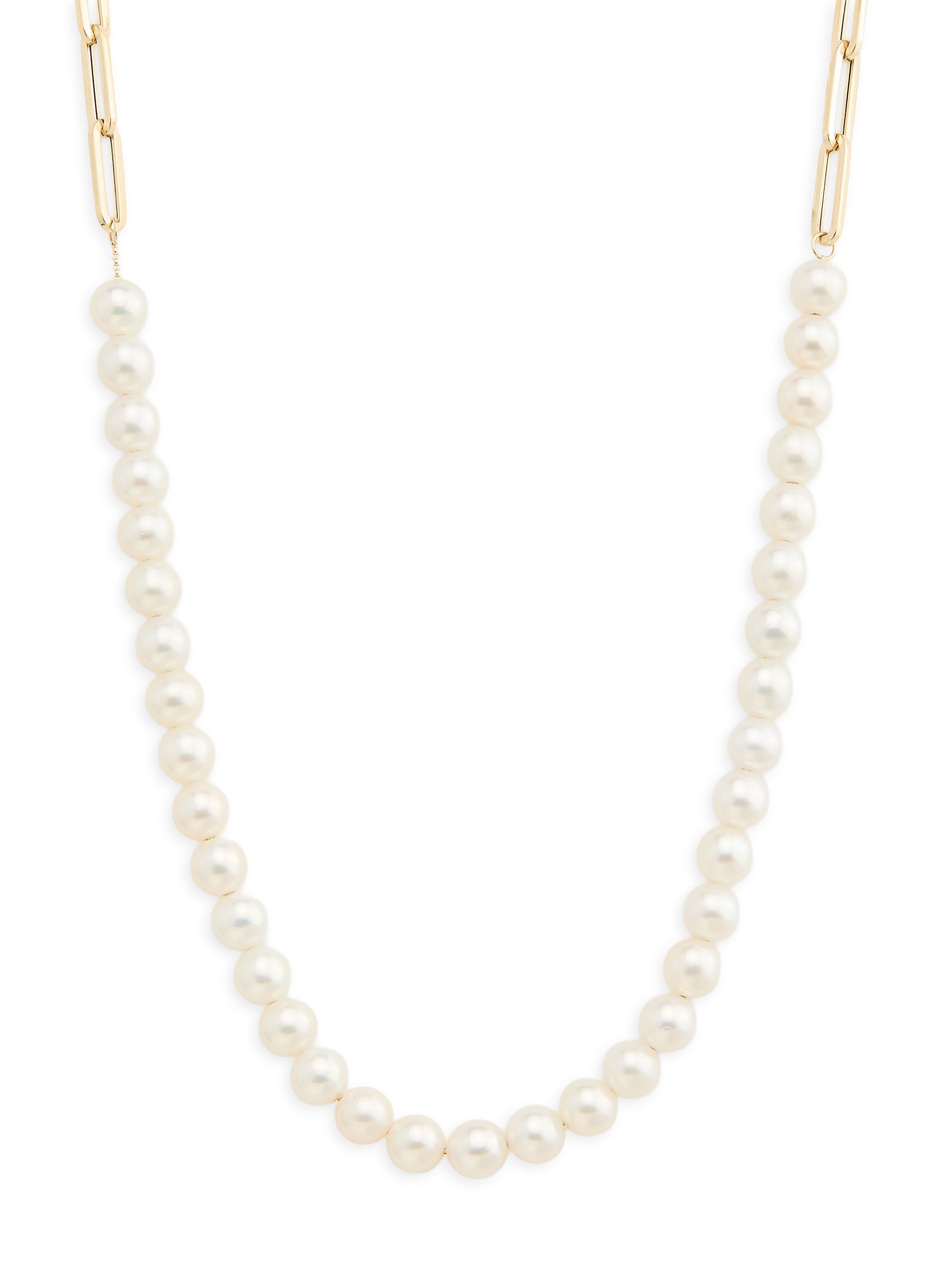 Click here for Effy Womens 14K Yellow Gold & Freshwater Pearl Nec... prices