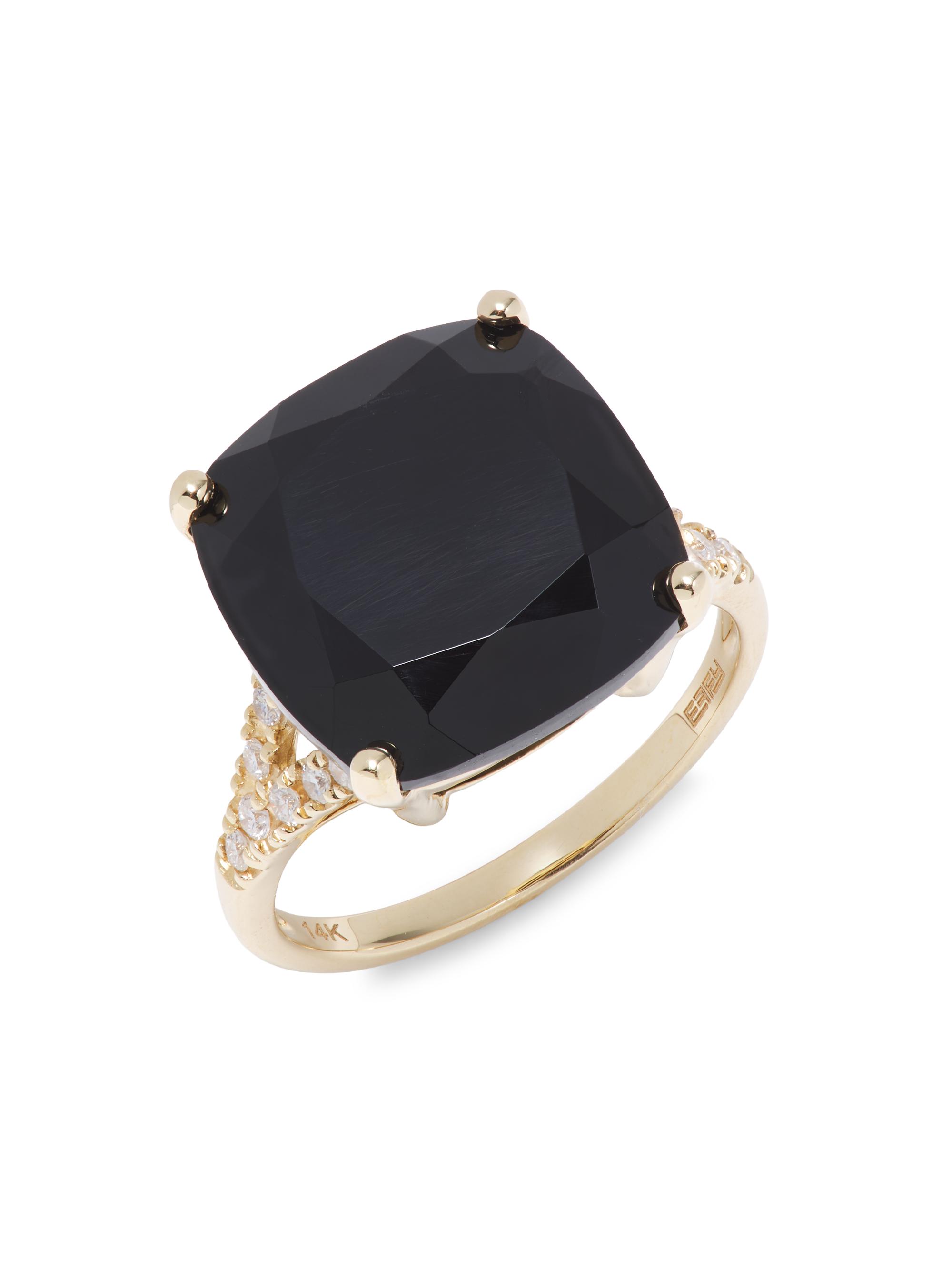 Click here for Effy Womens 14K Yellow Gold  Onyx & 0.2 TCW Diamon... prices