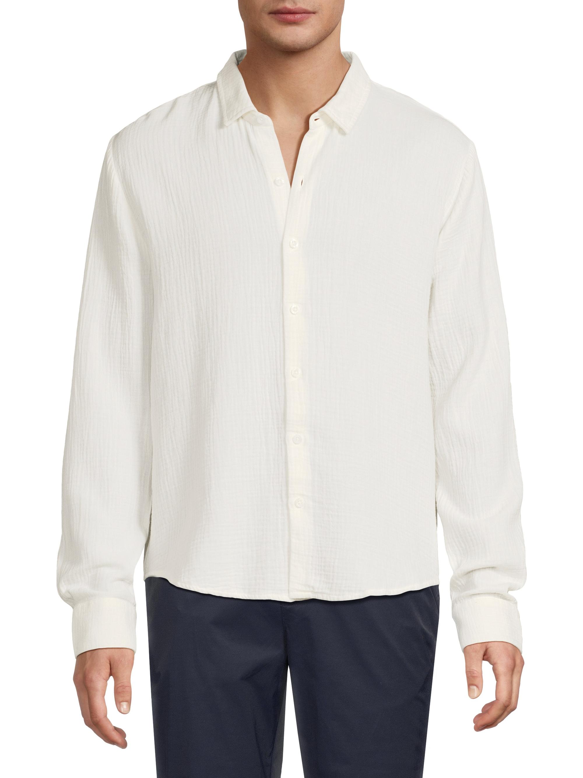 Click here for Onia Mens Slub Cotton Shirt - White - Size XL prices