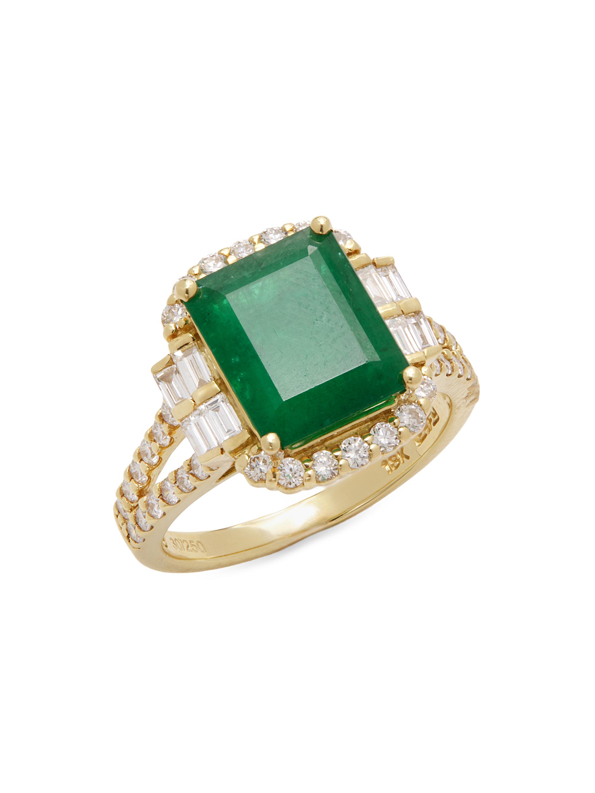 Click here for Effy Womens 18K Yellow Gold  3.61 TCW Emerald & 1.... prices