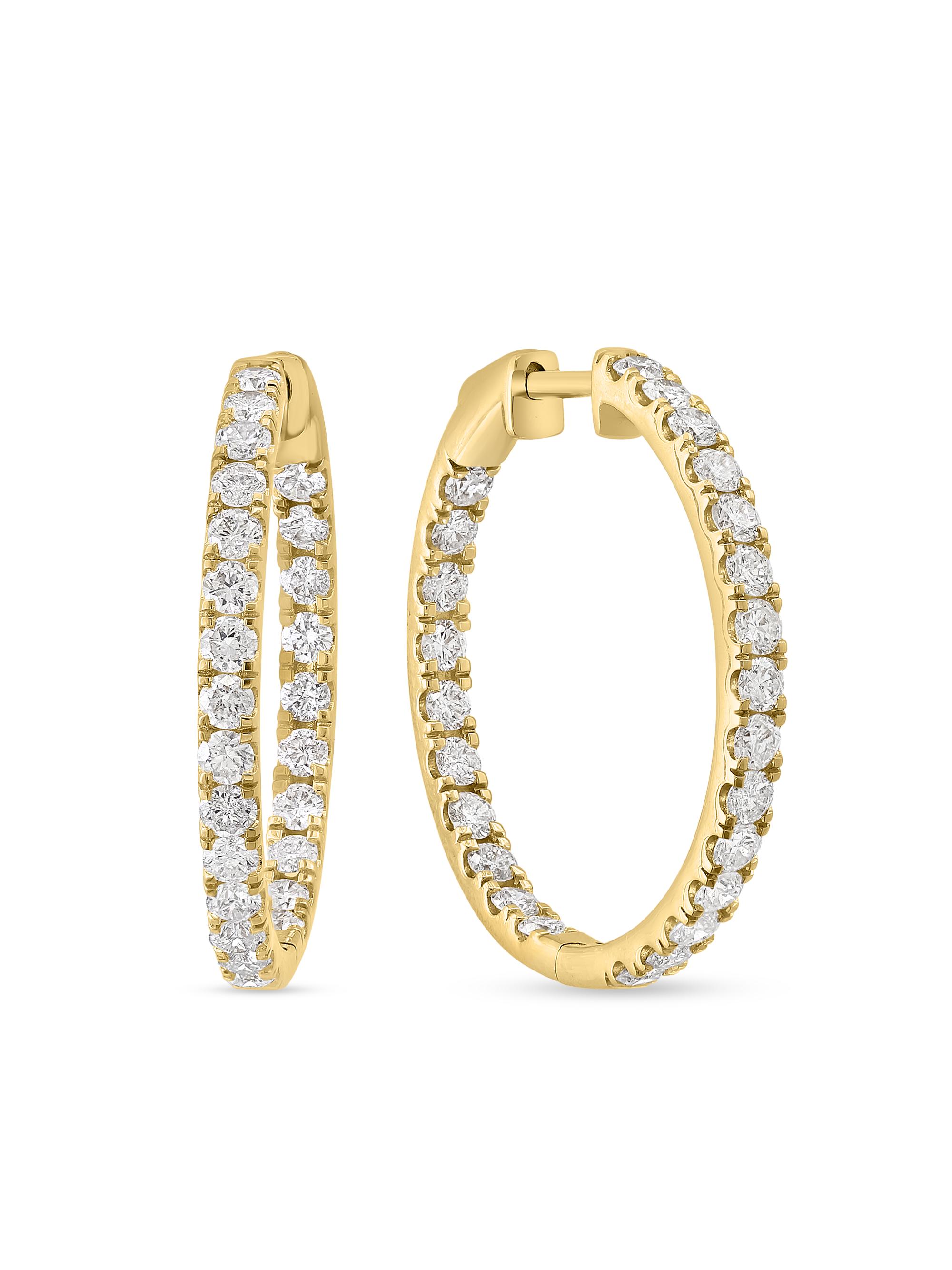 Click here for Effy Womens 14K Yellow Gold & 1.96 TCW Diamond Hoo... prices