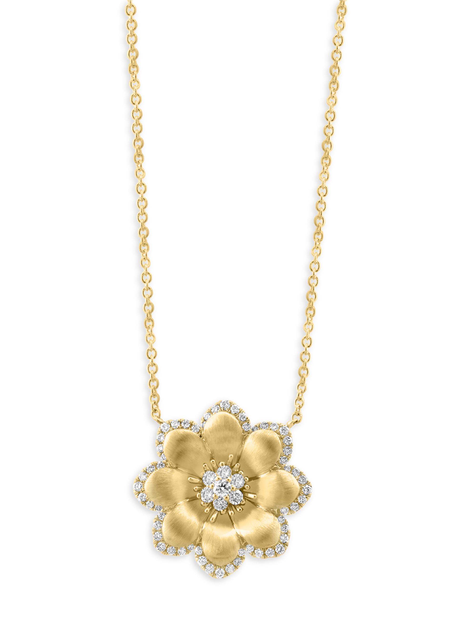 Click here for Effy Womens 14K Yellow Gold & 0.61 TCW Diamond Flo... prices