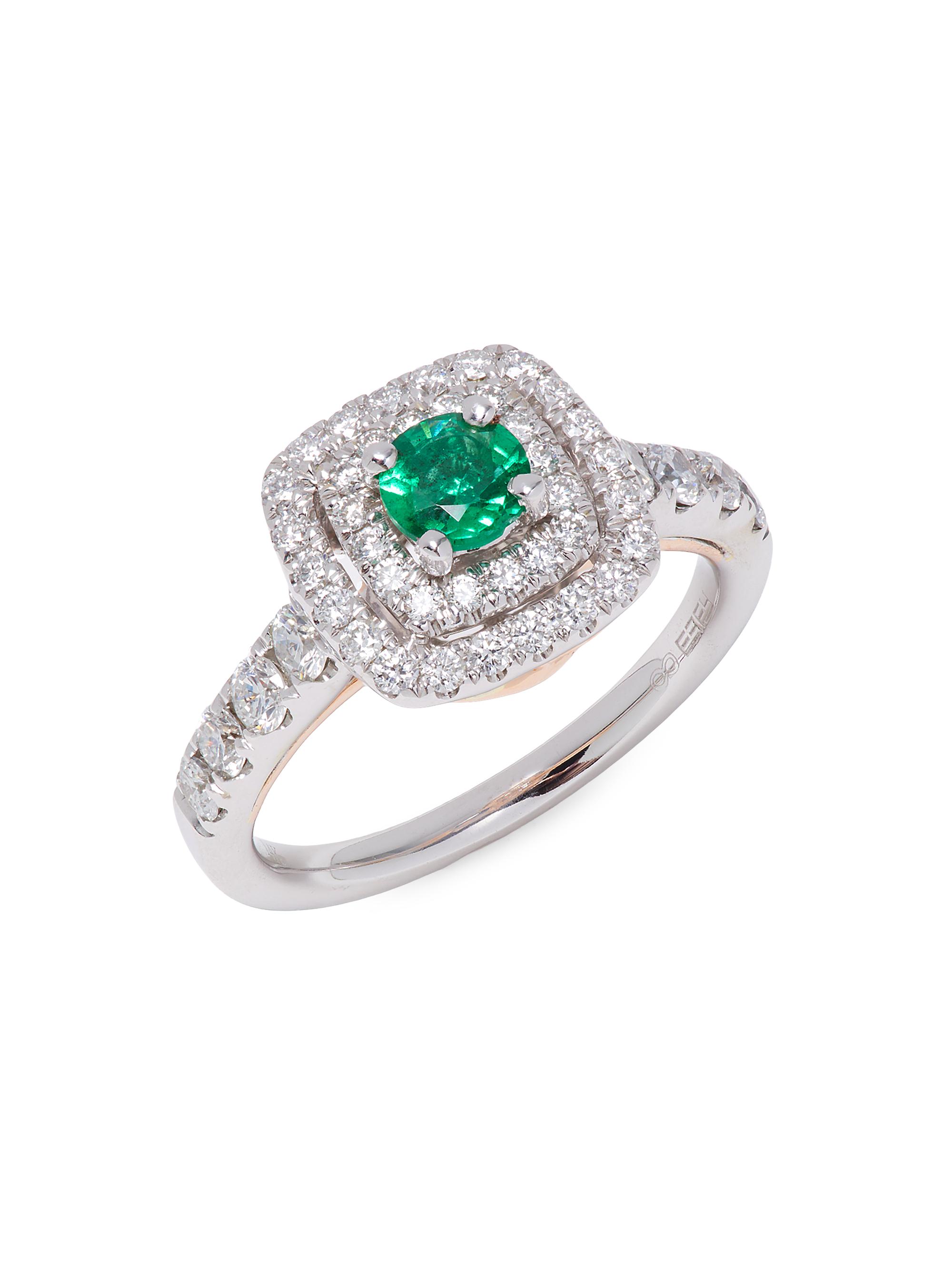 Click here for Effy Womens 14K White & Rose Gold  0.80 CTW Emeral... prices