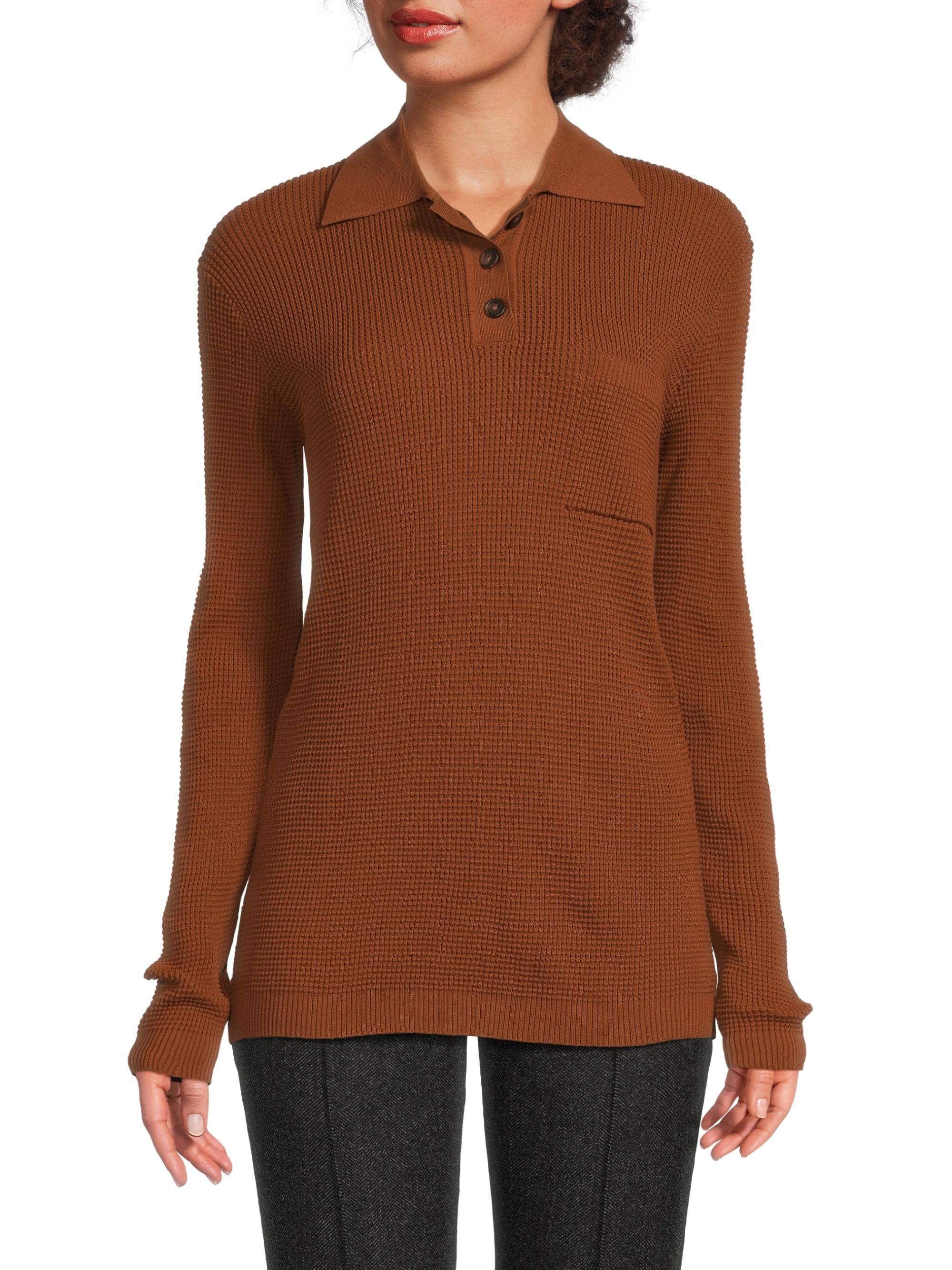 Click here for Tods Womens Waffle-Knit Spread Collar Polo Shirt -... prices