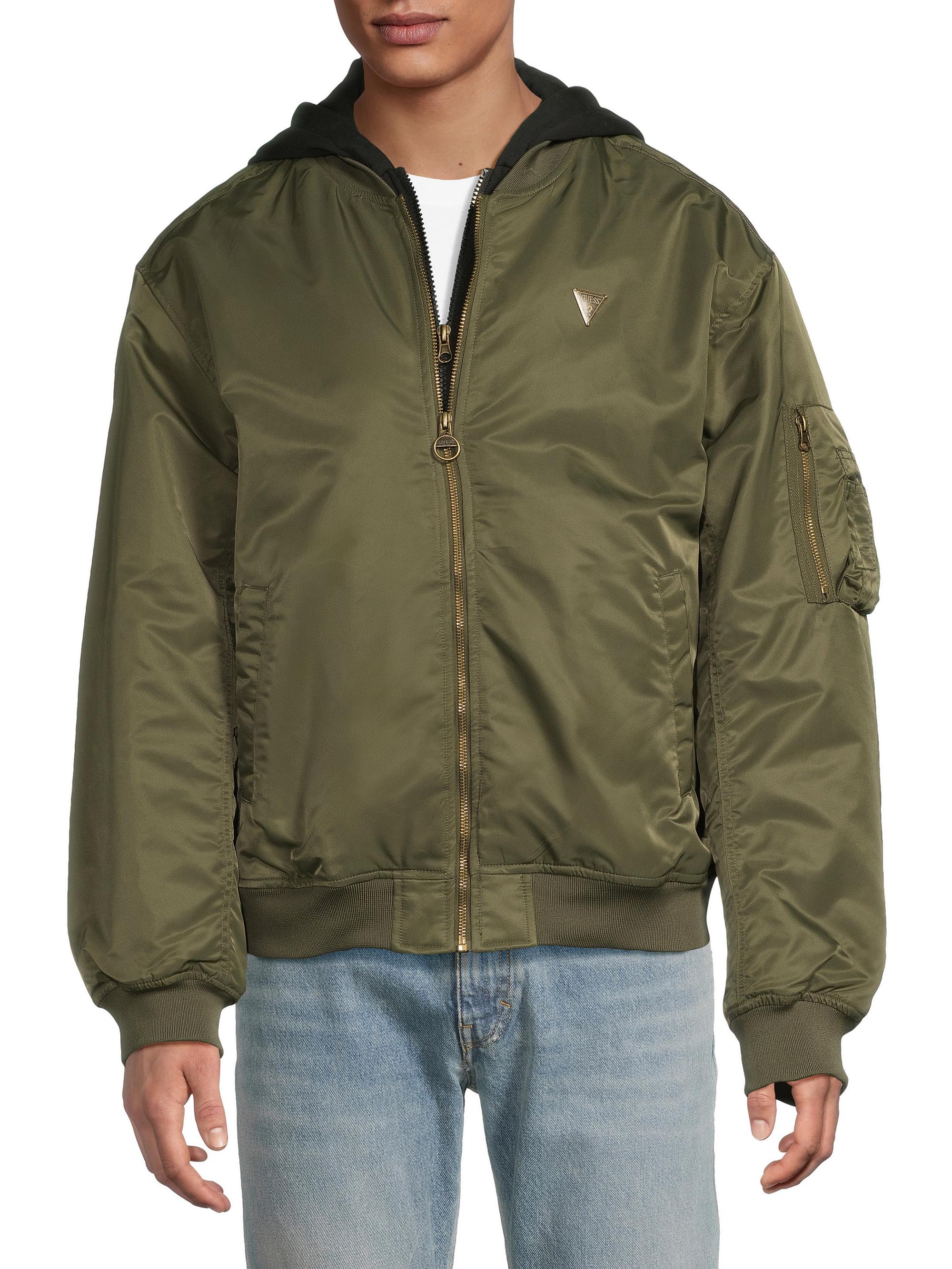 Click here for Guess Mens John Hooded Bomber Jacket - Green - Siz... prices