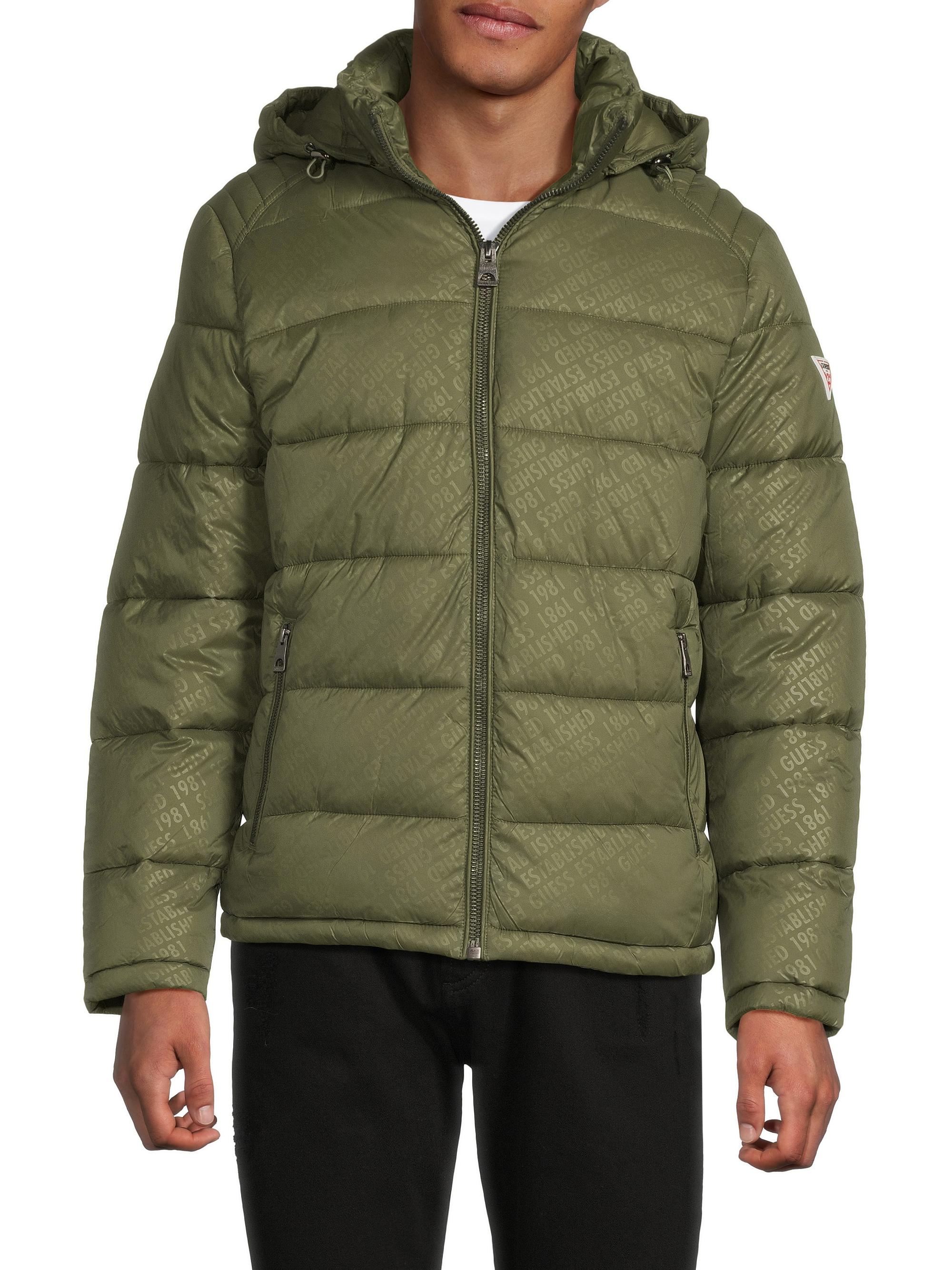 Click here for Guess Mens Adam Quilted Hooded Puffer Jacket - Gre... prices