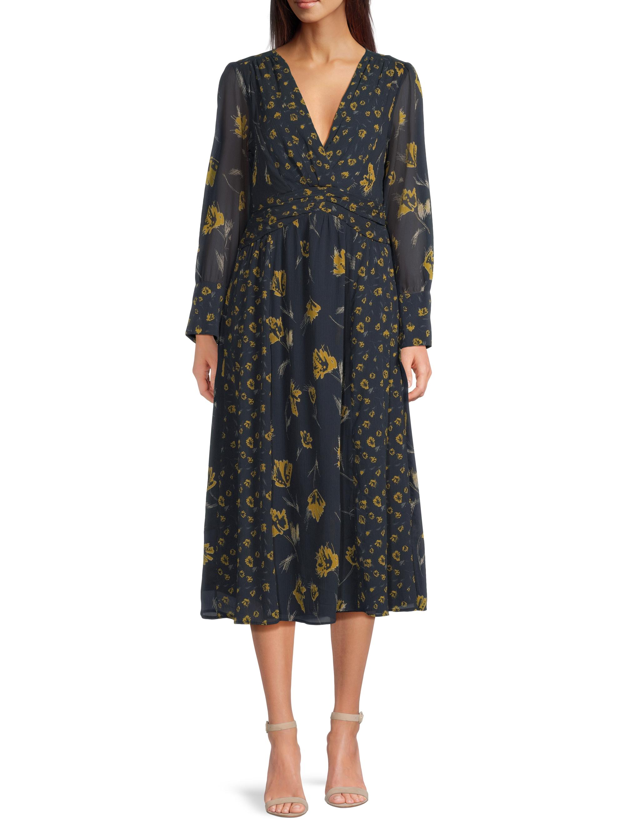 Click here for ba & sh Womens Finaya Floral Chiffon Midi Dress -... prices