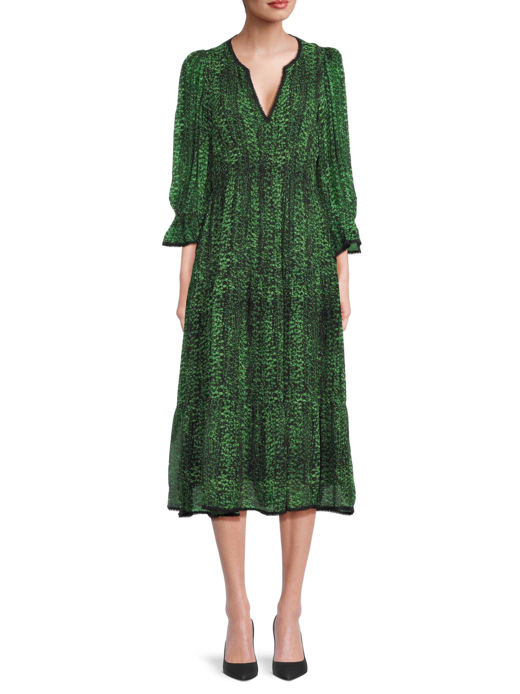 Click here for ba & sh Womens Robe Clovia Printed Tiered Midi-Dre... prices