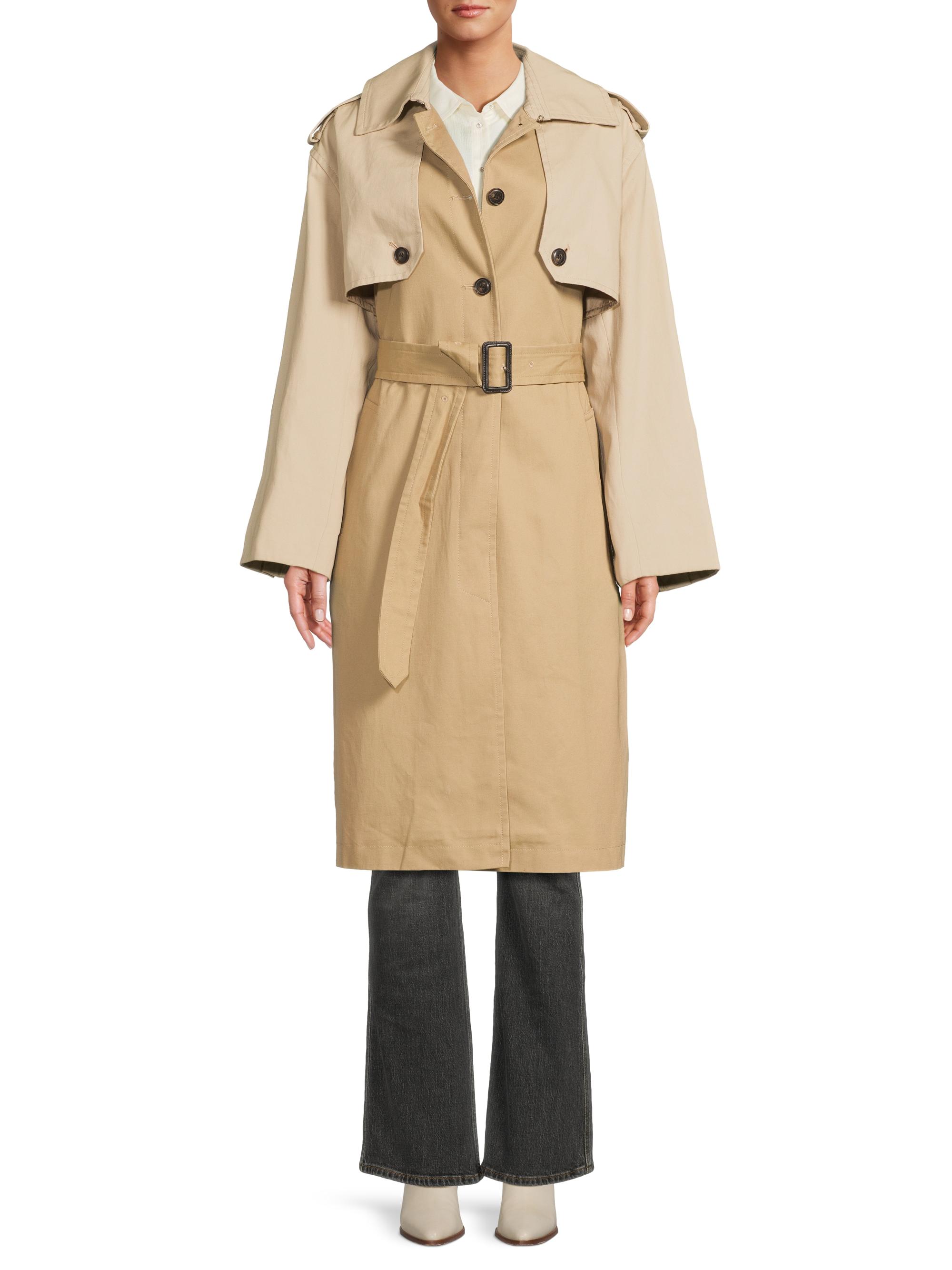 Click here for ba & sh Womens Two-Toned Cotton Trench Coat - Beig... prices