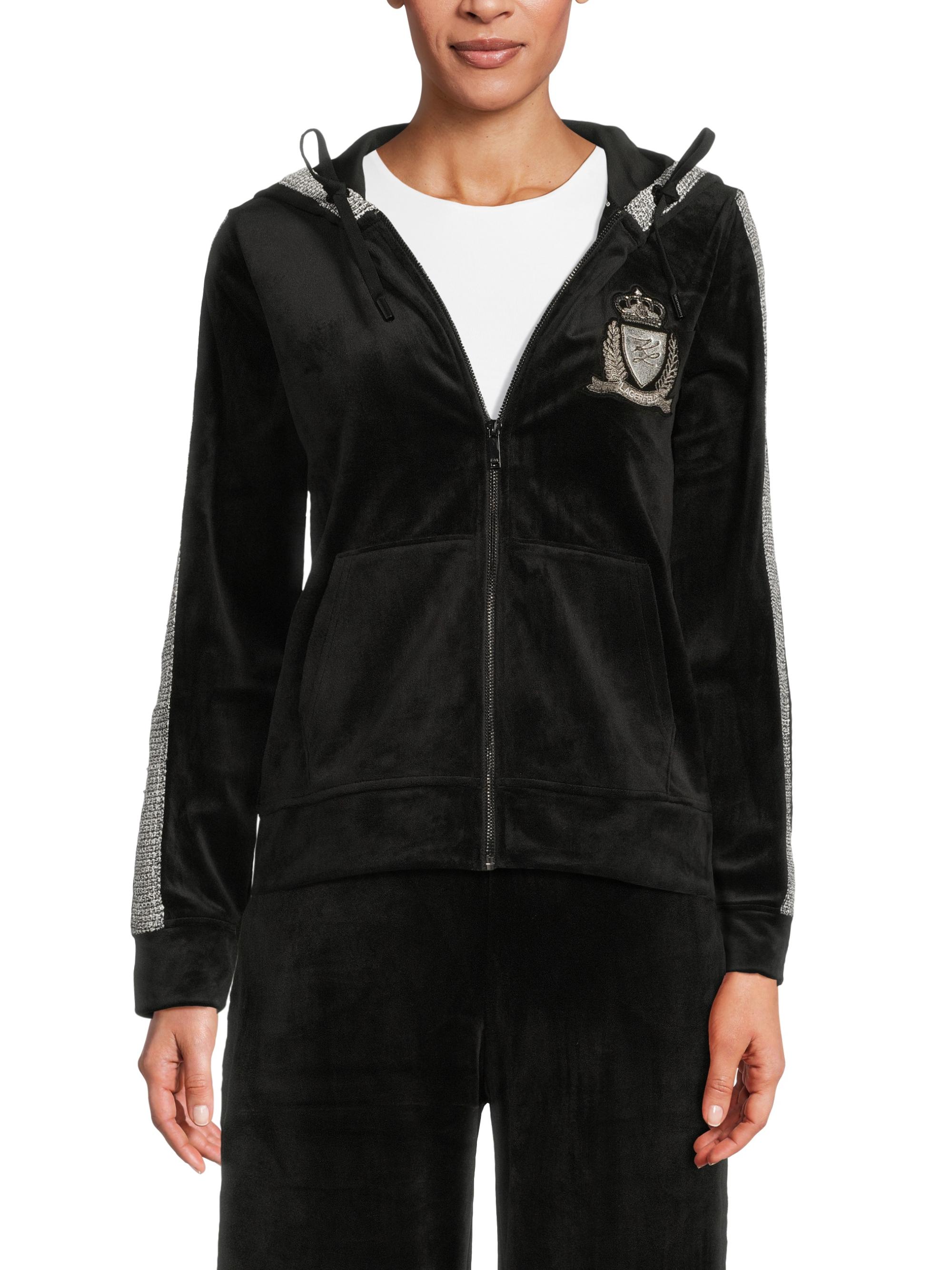 Click here for Karl Lagerfeld Paris Womens Tweed-Trim Velvet Hood... prices