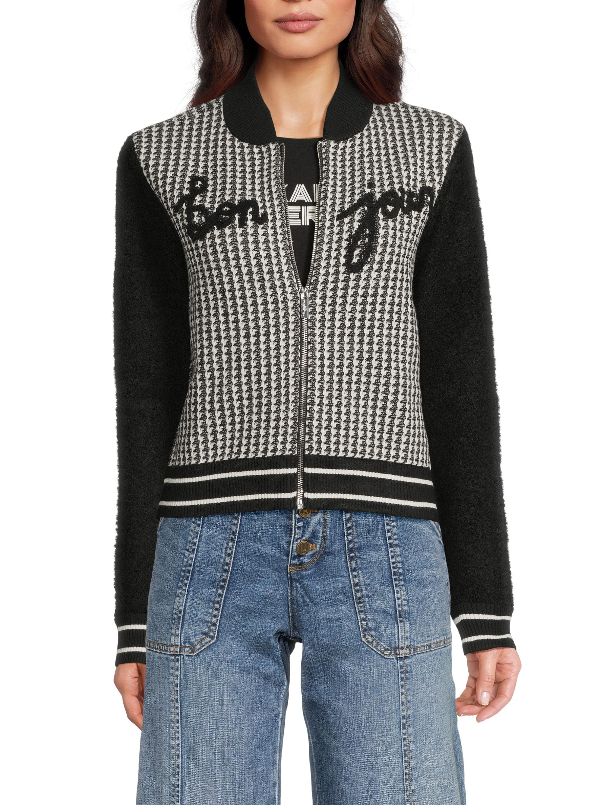 Click here for Karl Lagerfeld Paris Womens Houndstooth Bomber Jac... prices