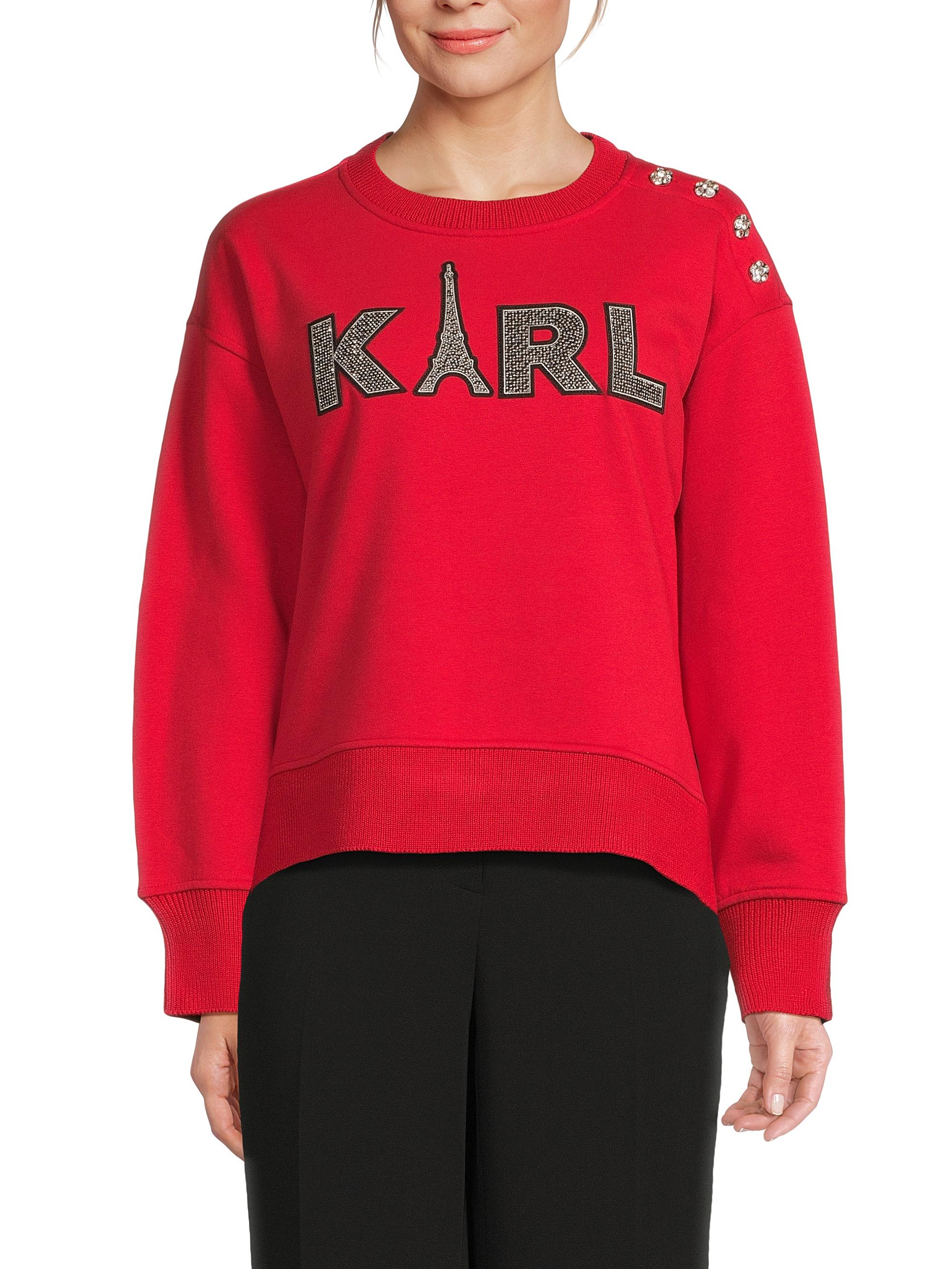 Click here for Karl Lagerfeld Paris Womens Logo Embellished Cotto... prices