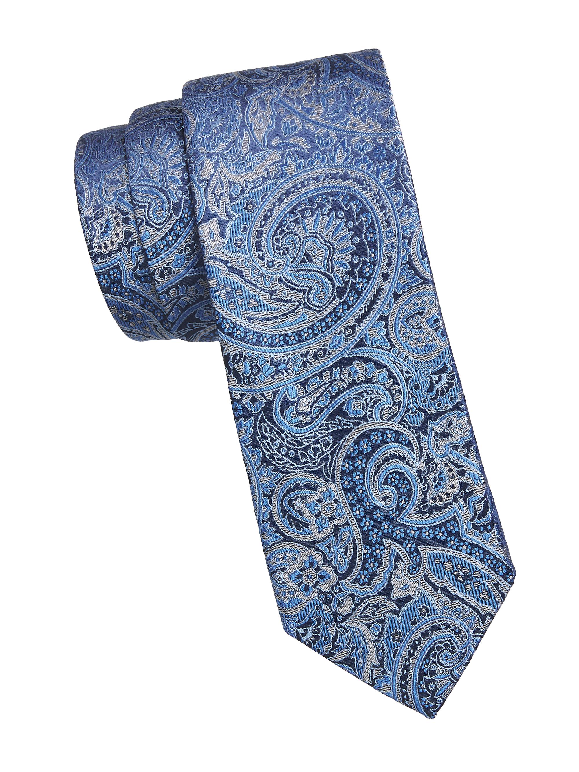 Click here for Saks Fifth Avenue Mens Paisley Silk Tie - Navy Blu... prices