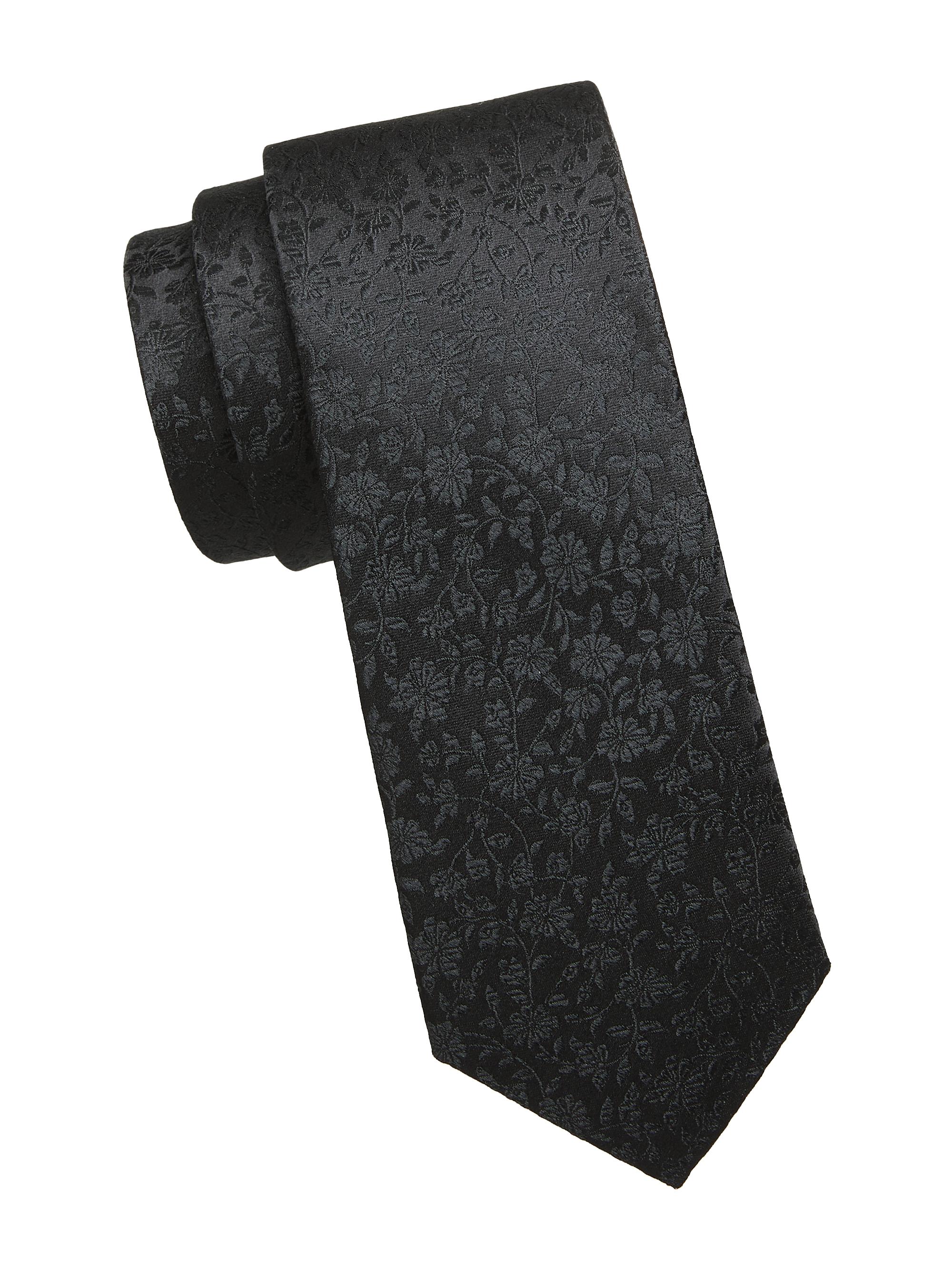 Click here for Saks Fifth Avenue Mens Floral Tie - Black prices