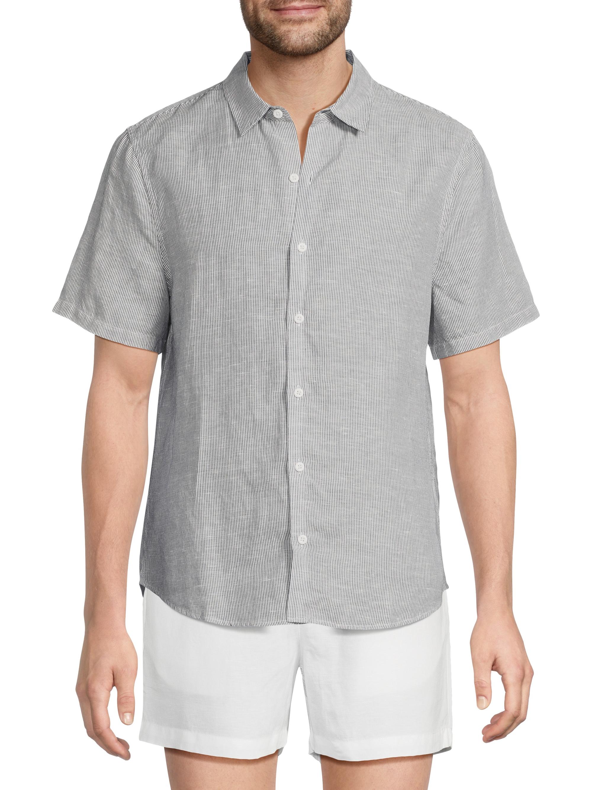 Click here for Onia Mens Linen-Blend Button-Front Shirt - Deep Na... prices