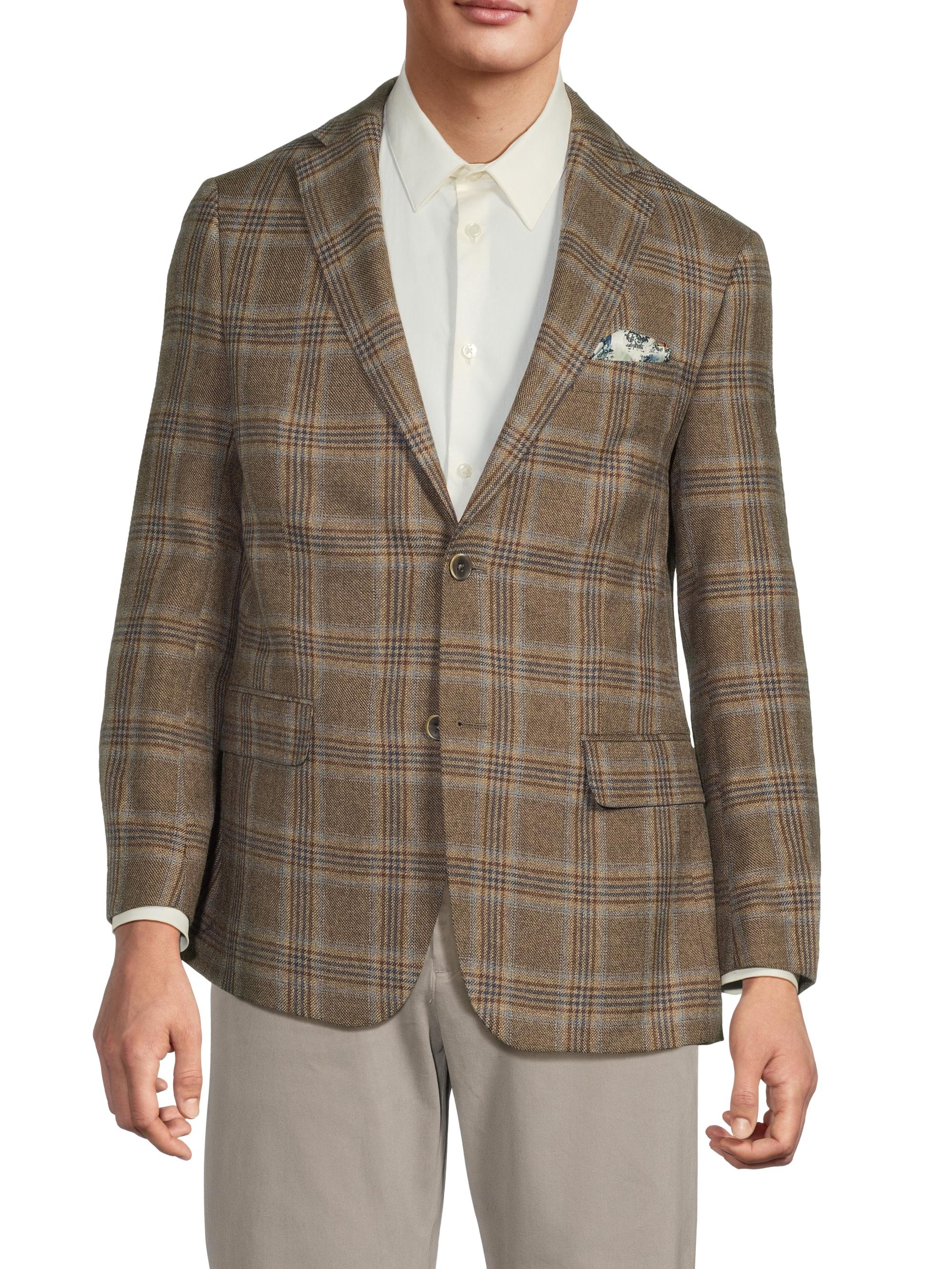 Click here for Robert Graham Mens Plaid Wool-Blend Modern-Fit Spo... prices