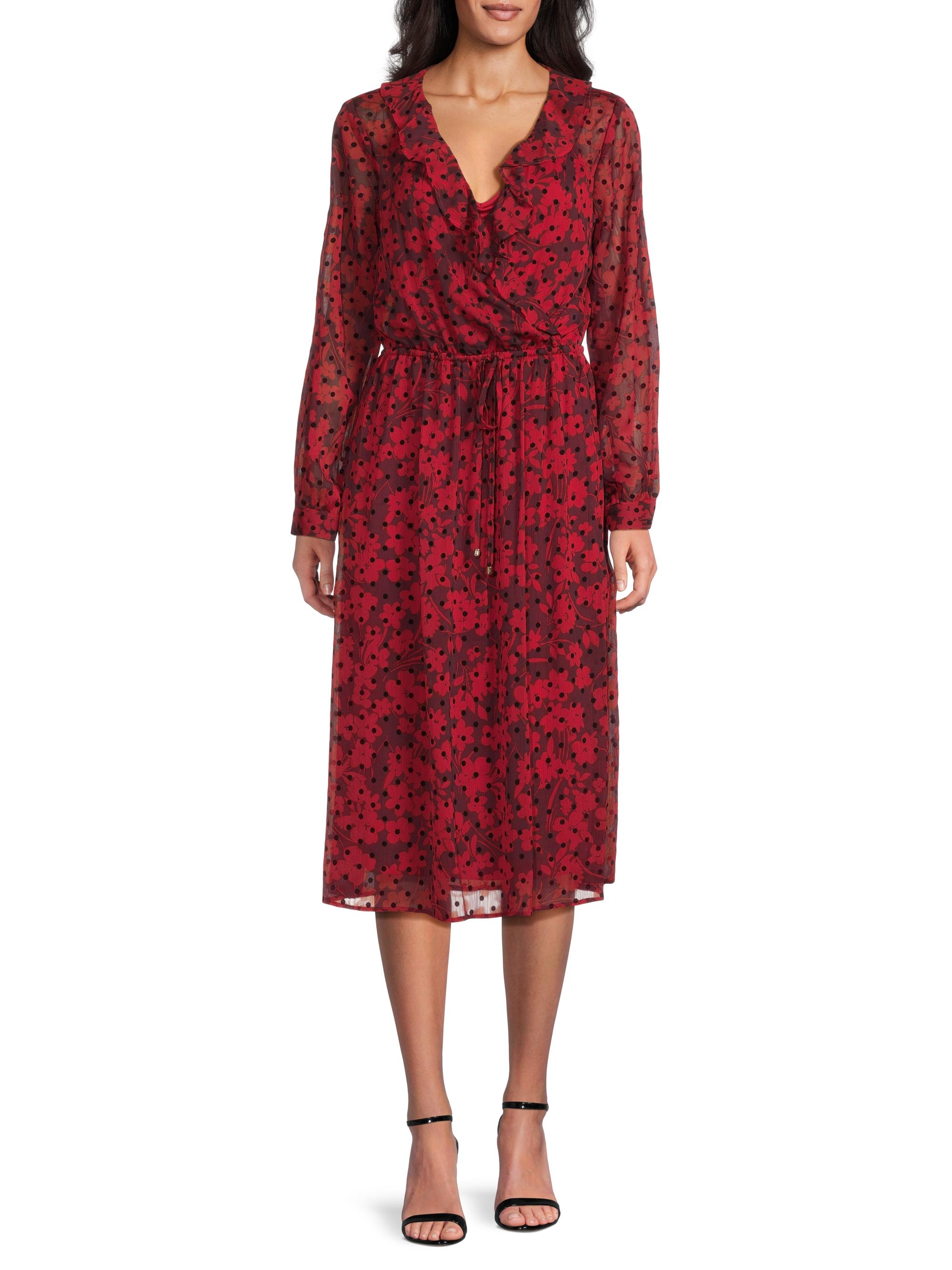 Click here for Tommy Hilfiger Womens Floral Ruffle Chiffon Midi-D... prices