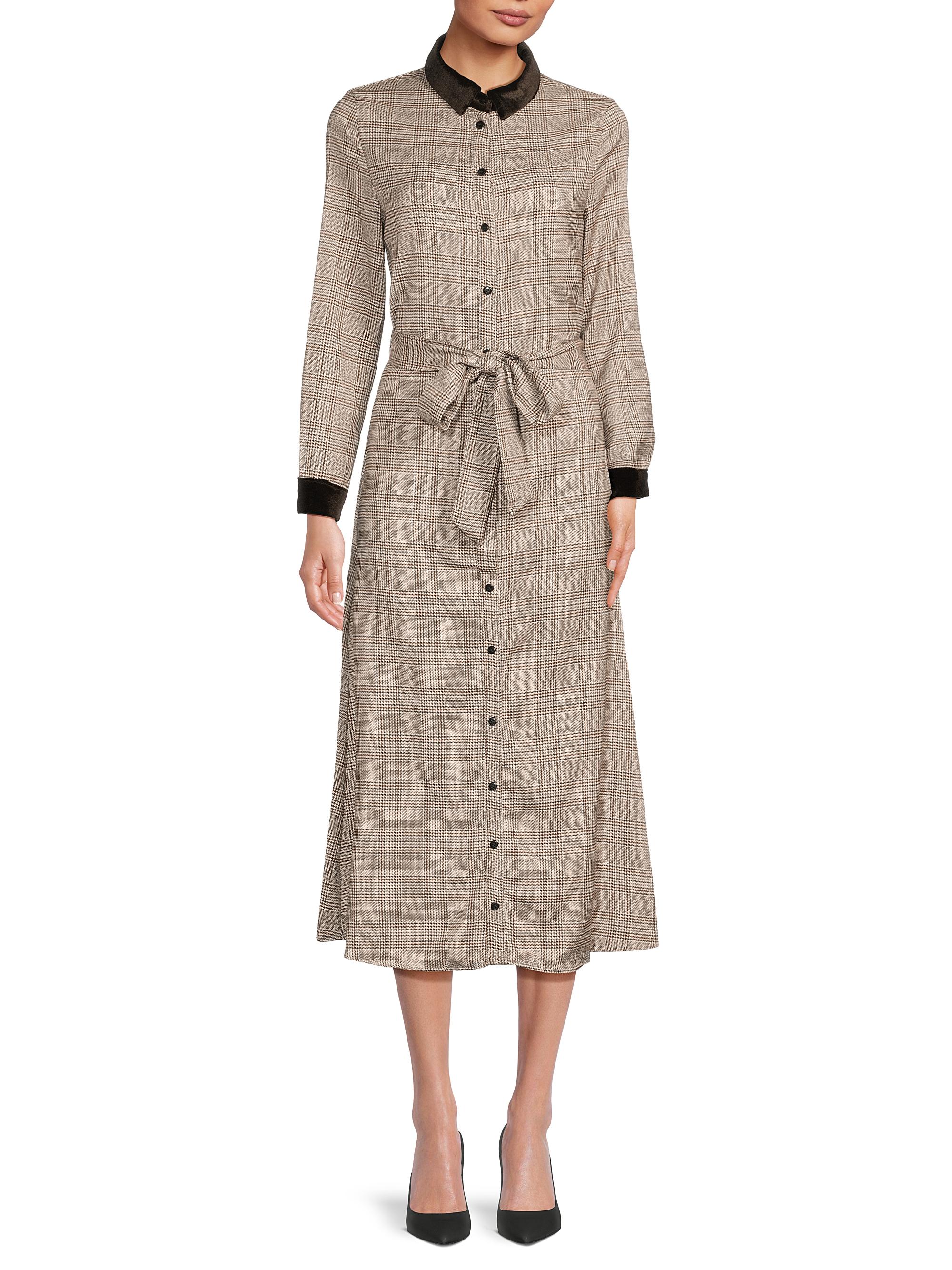 Click here for AK Collection by Yal Womens Checked Midi-Shirtdres... prices
