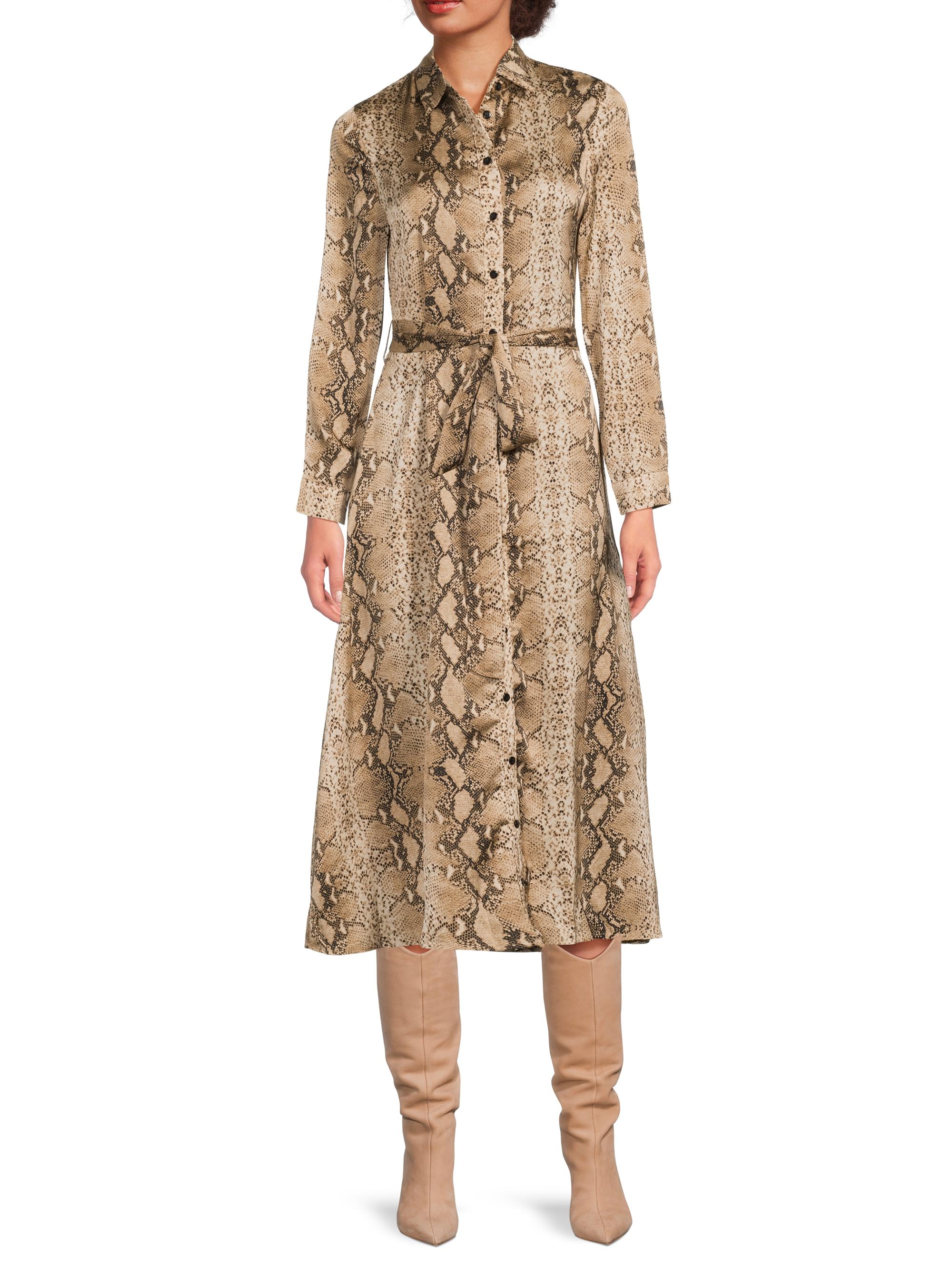 Click here for The Lynk Womens Tie-Waist Reptile Print A-Line Mid... prices