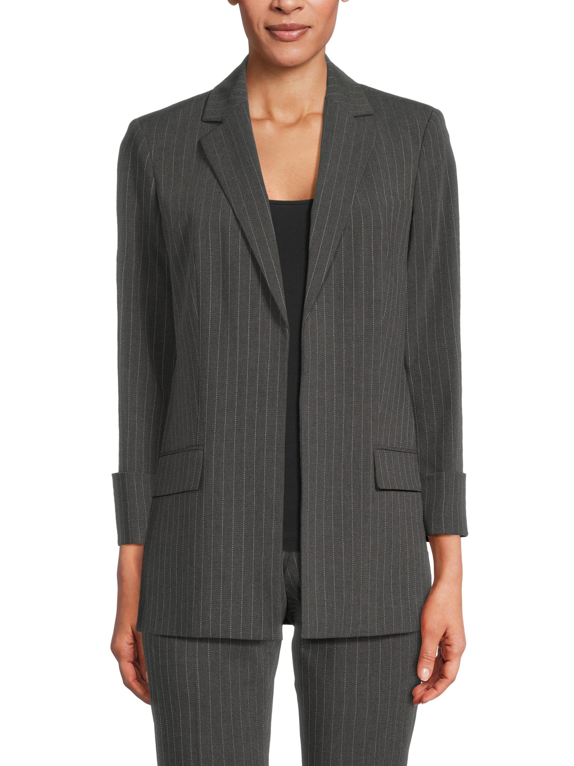 Click here for Calvin Klein Womens Pinstripe Open-Front Blazer -... prices