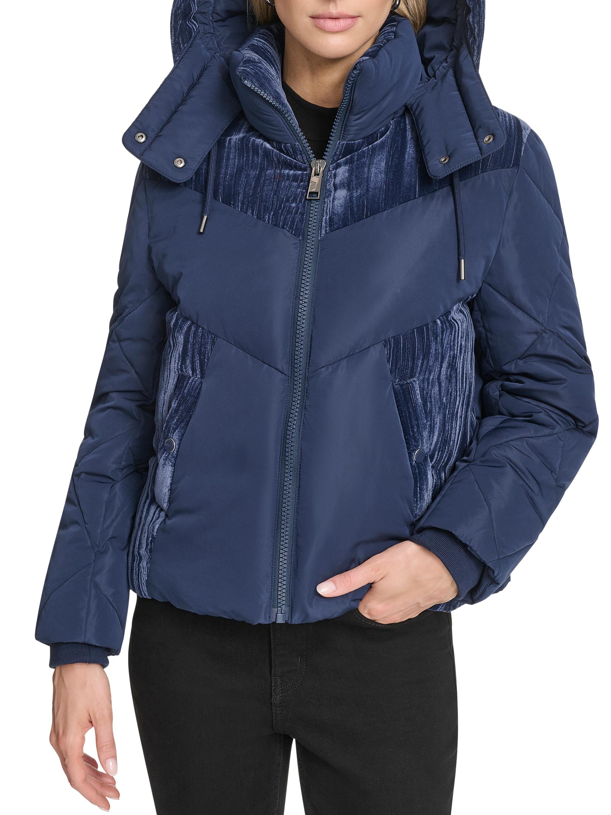 Click here for Andrew Marc Womens Tayte Mixed Media Hooded Puffer... prices