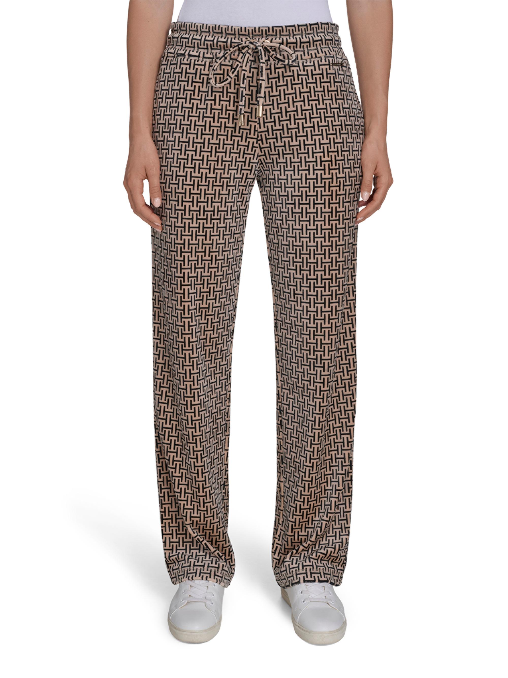 Click here for Halston Womens Logo Wide-Leg Pants - Honey Black -... prices