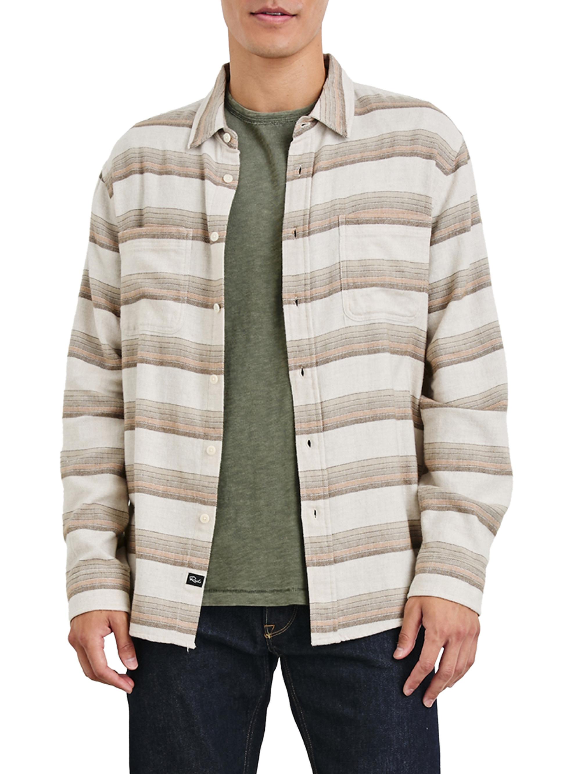 Click here for Rails Mens Ivan Striped Cotton Shirt - Sunset Canv... prices