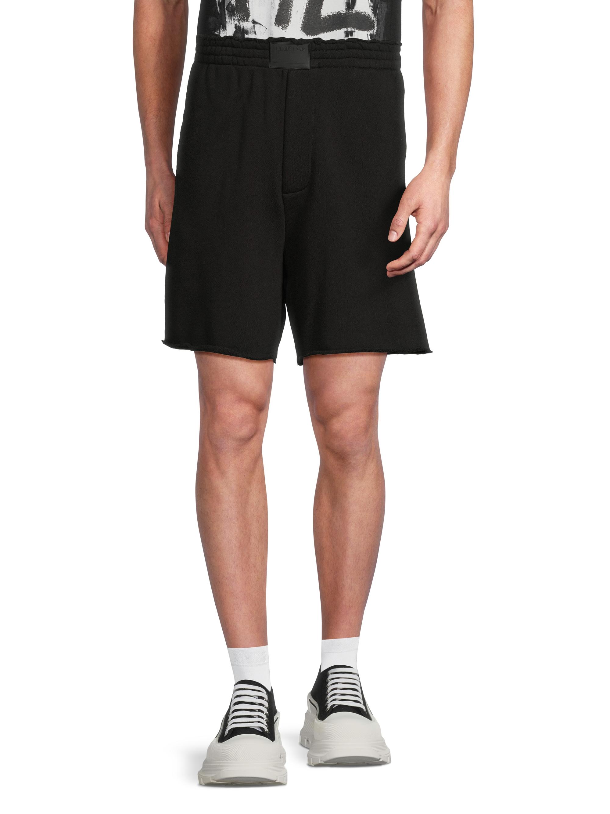 Click here for Helmut Lang Mens Minimal Logo Cotton Shorts - Blac... prices