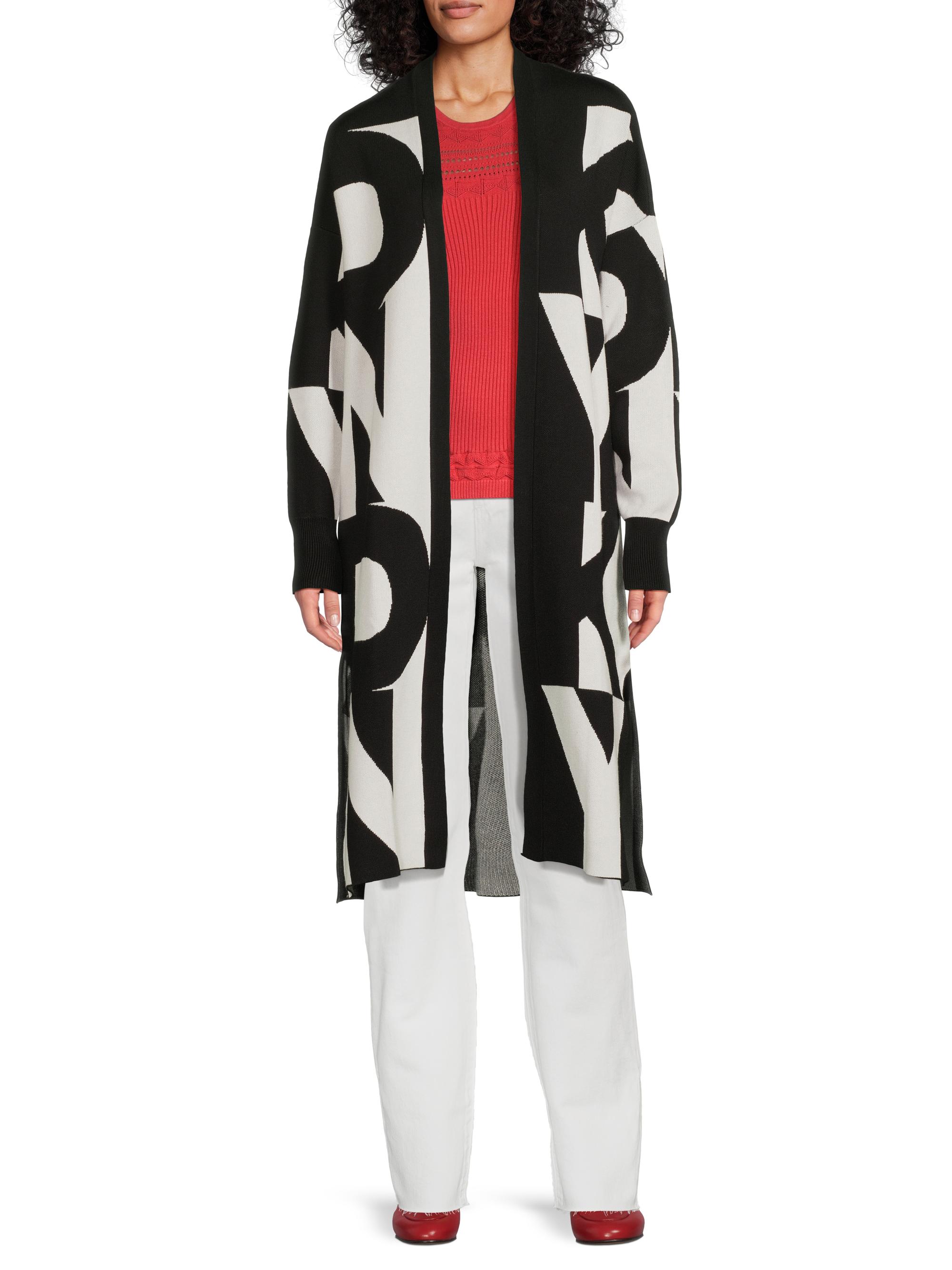 Click here for Dkny Womens Monochrome Logo Open-Front Cardigan -... prices
