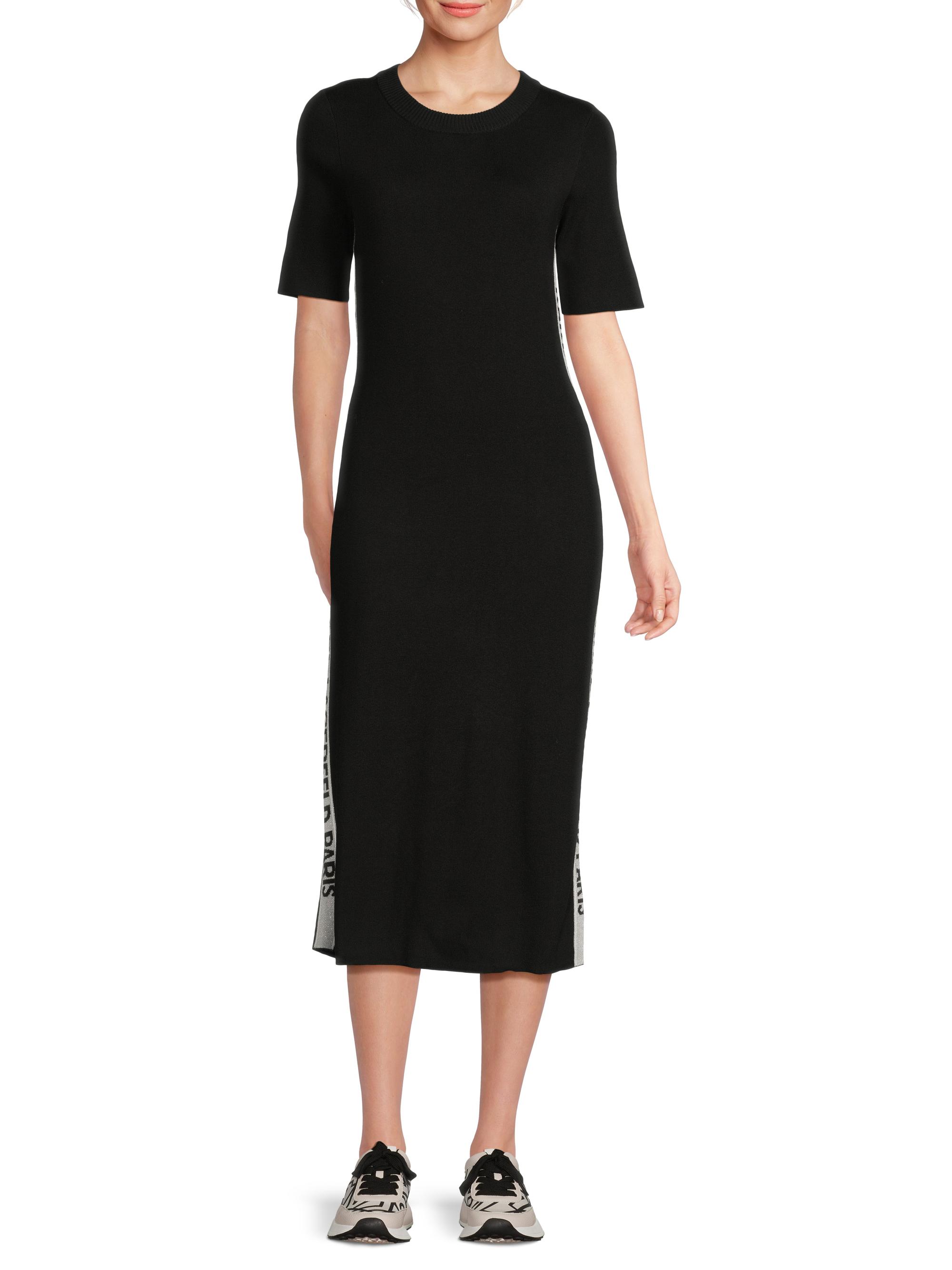 Click here for Karl Lagerfeld Paris Womens Logo-Trim Knit Midi-Dr... prices