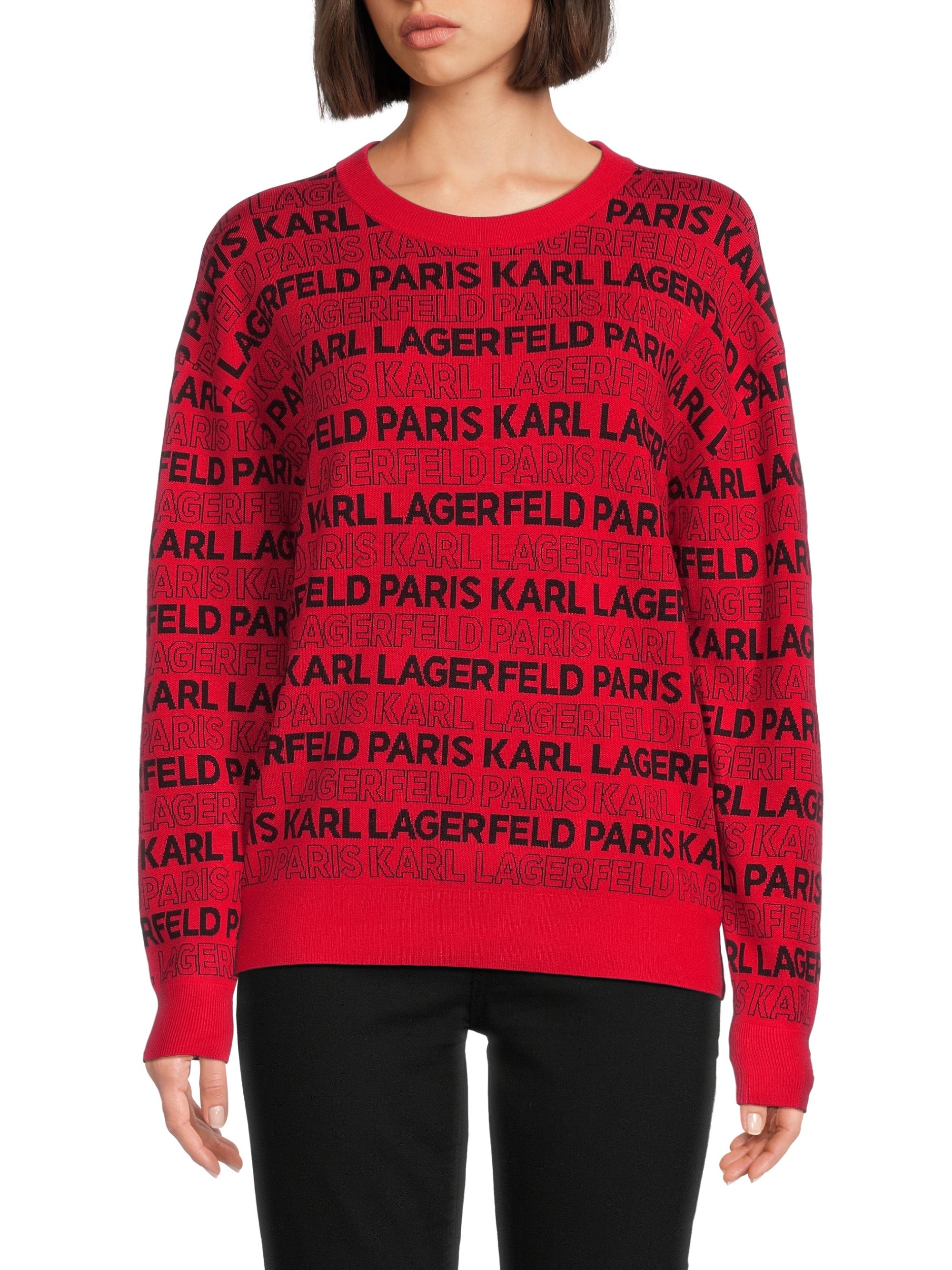Click here for Karl Lagerfeld Paris Womens Logo Jacquard Crewneck... prices